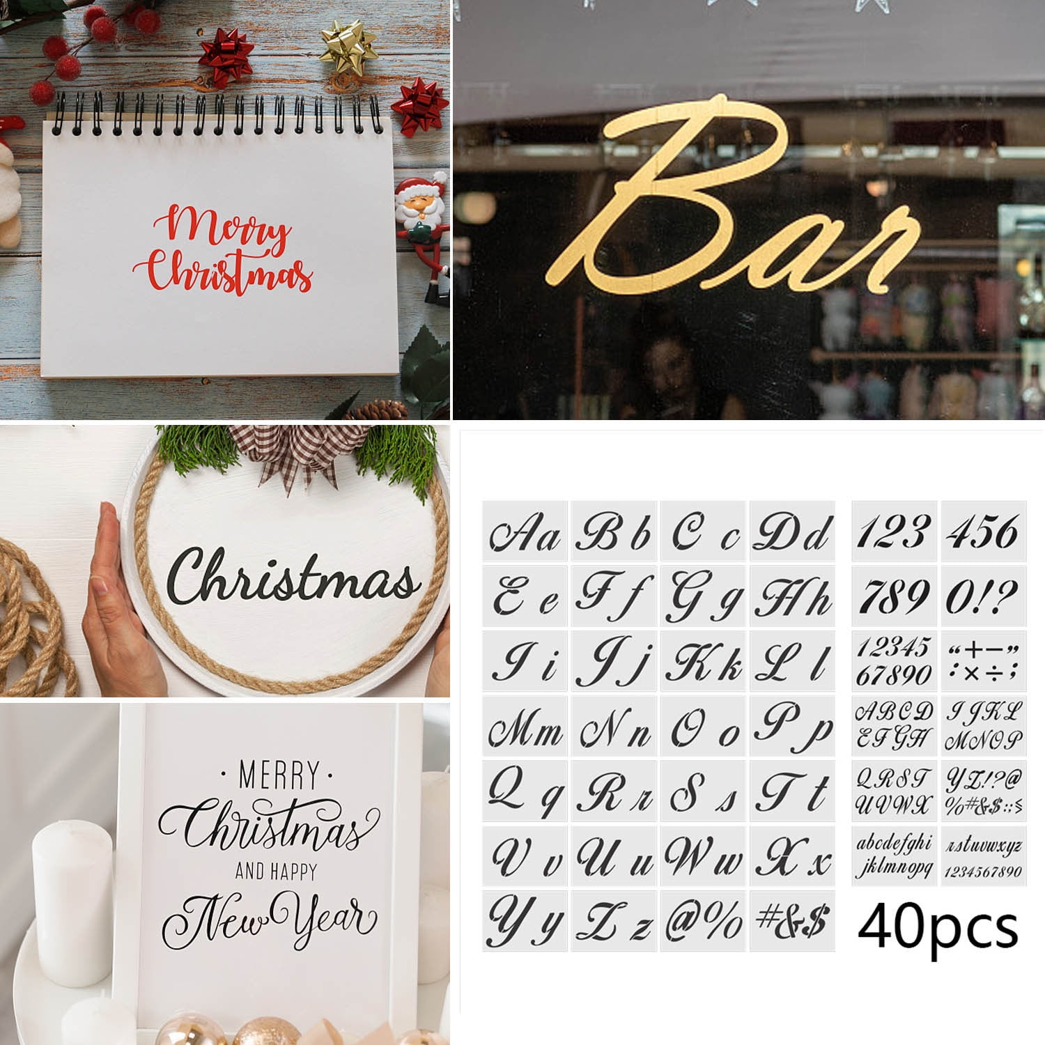 Kugisaki 40 Piece Set of English Alphanumeric Template Diy Hollow Wall ...