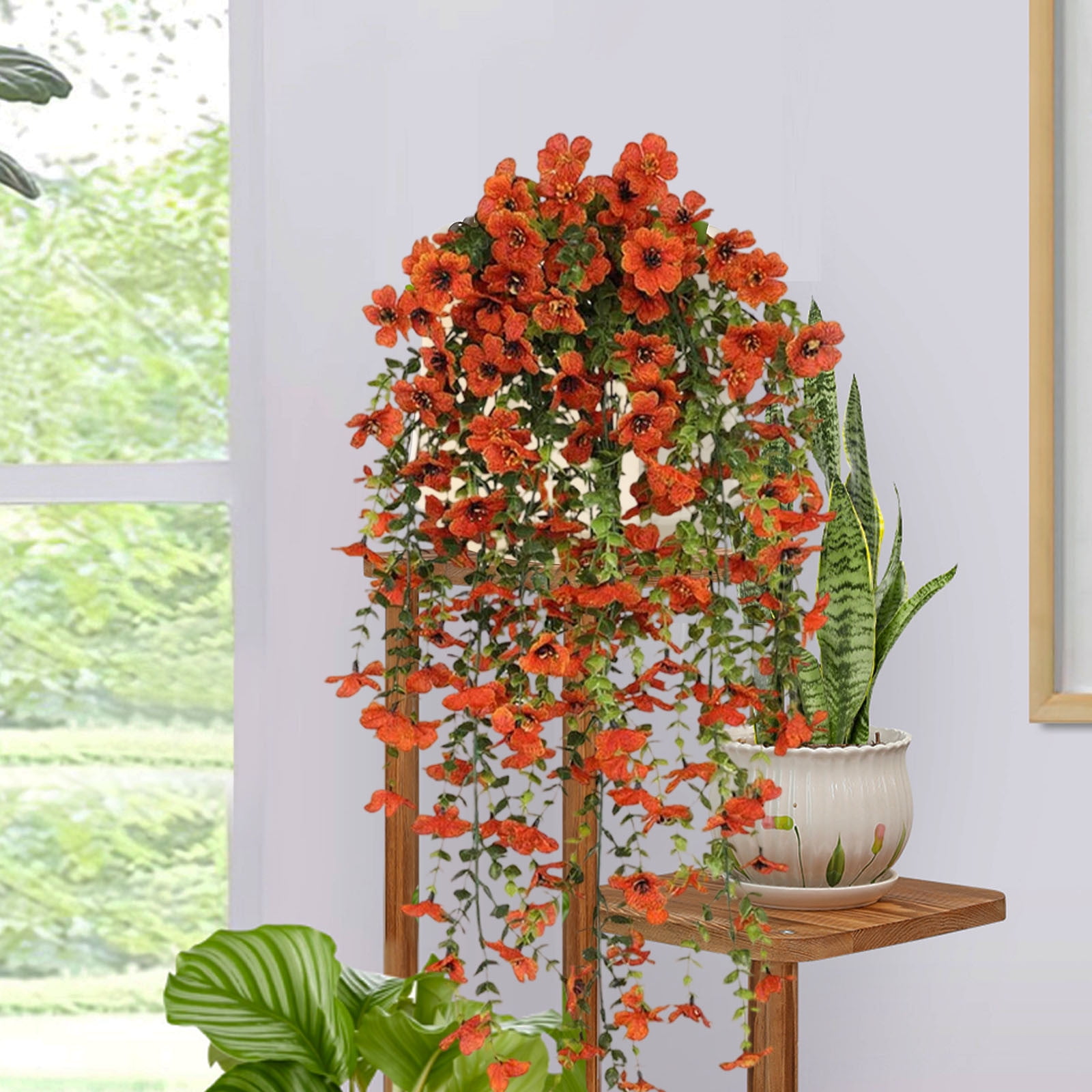 Kugisaki Artificial Violet Wall Hanging Flowers,Fake Hanging Plants ...