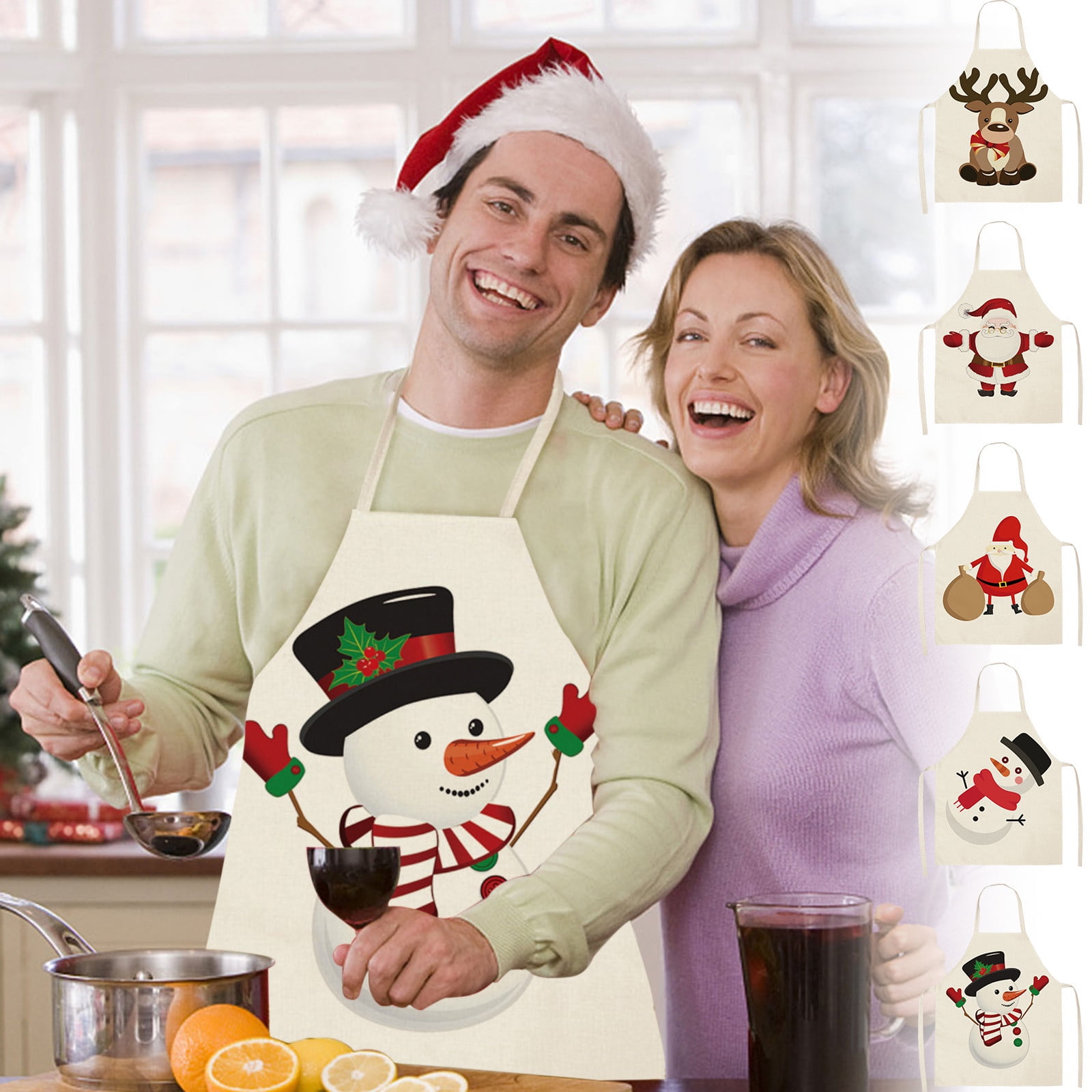 Kugisaki Christmas 2025 Christmas Cooking Aprons Linen Aprons Suspender ...