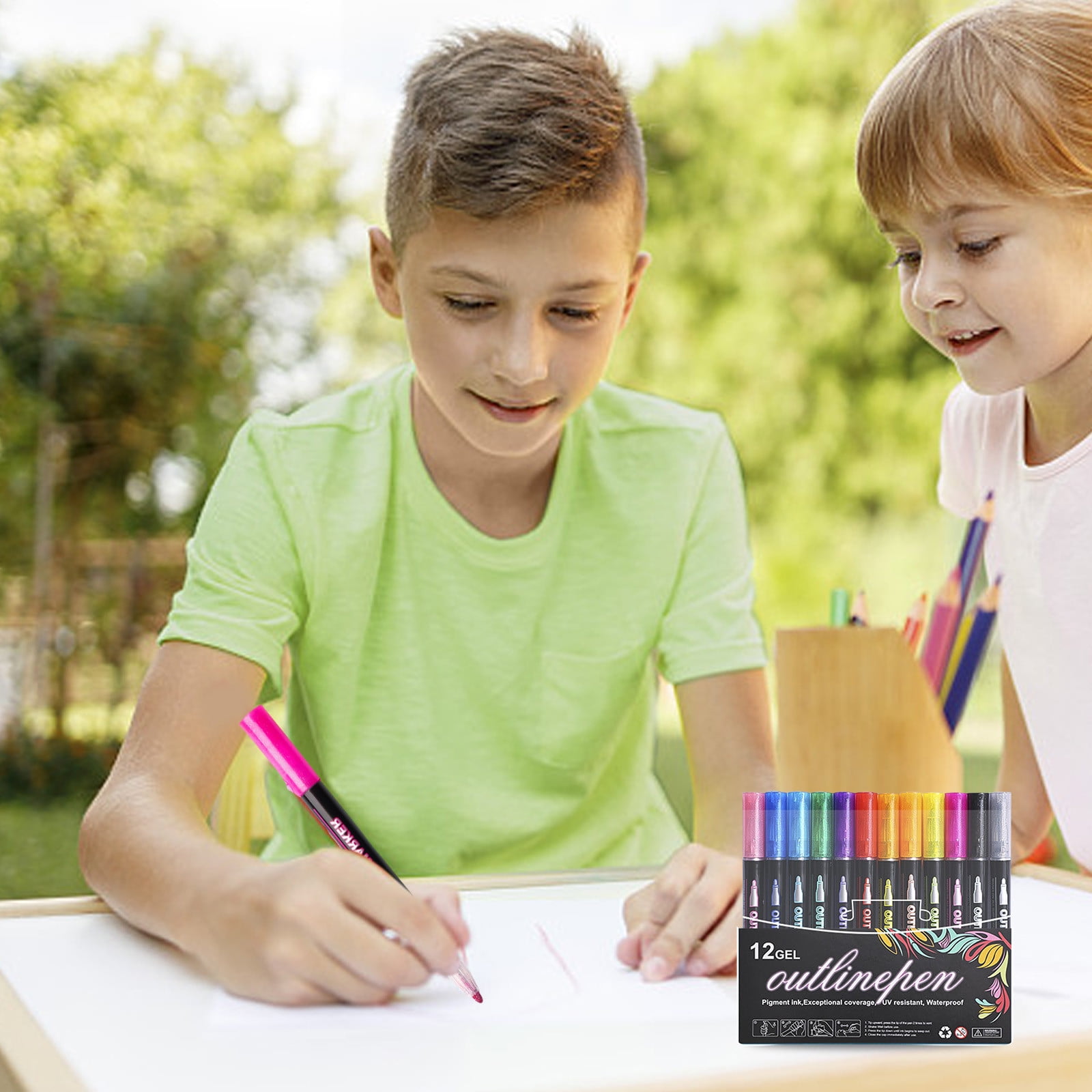 Kugisaki Clearance 12 Colors Outline Markers Glint Double Line Marker ...