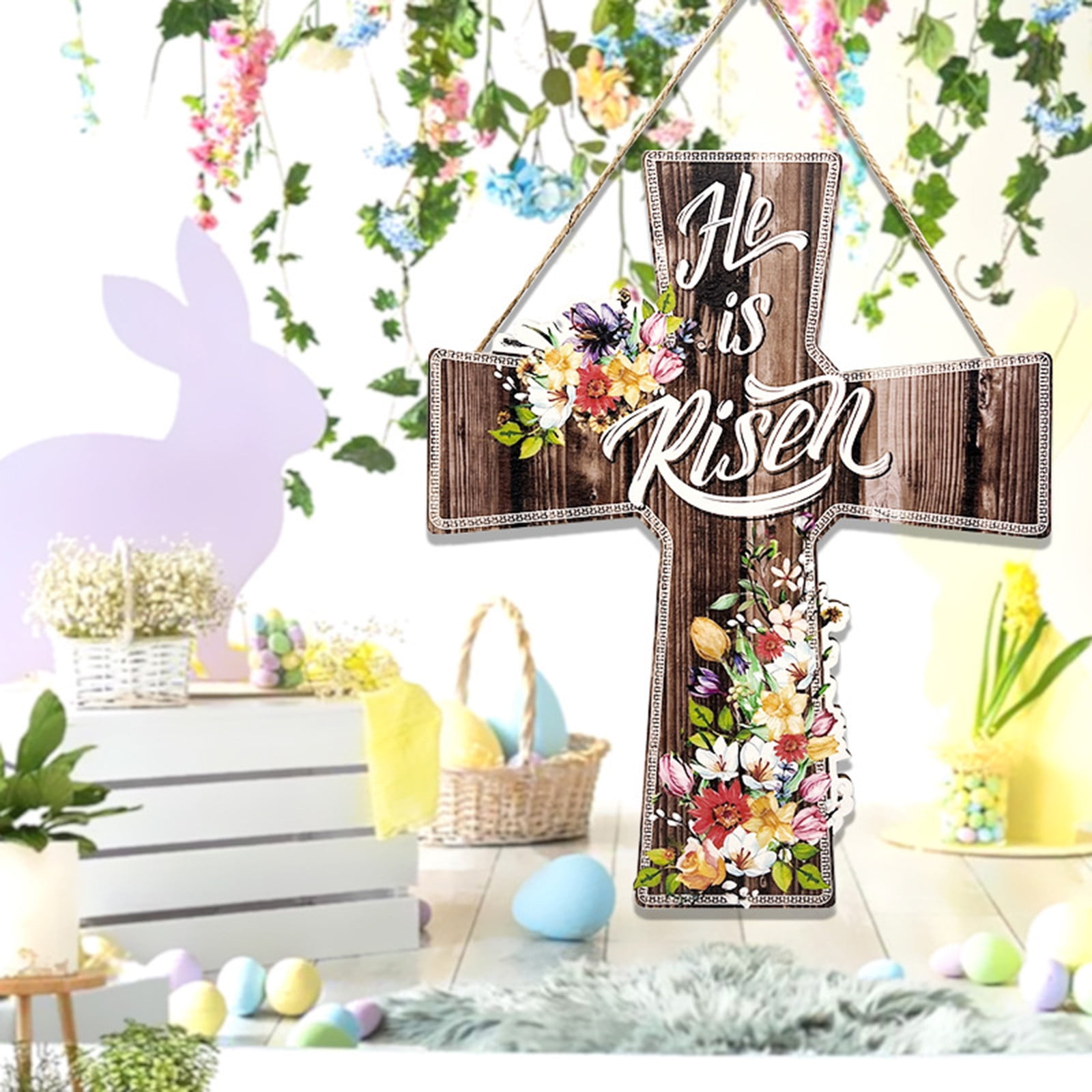 Kugisaki Easter Lilium Crucifix Emblem Pendant Wooden Hanging ...