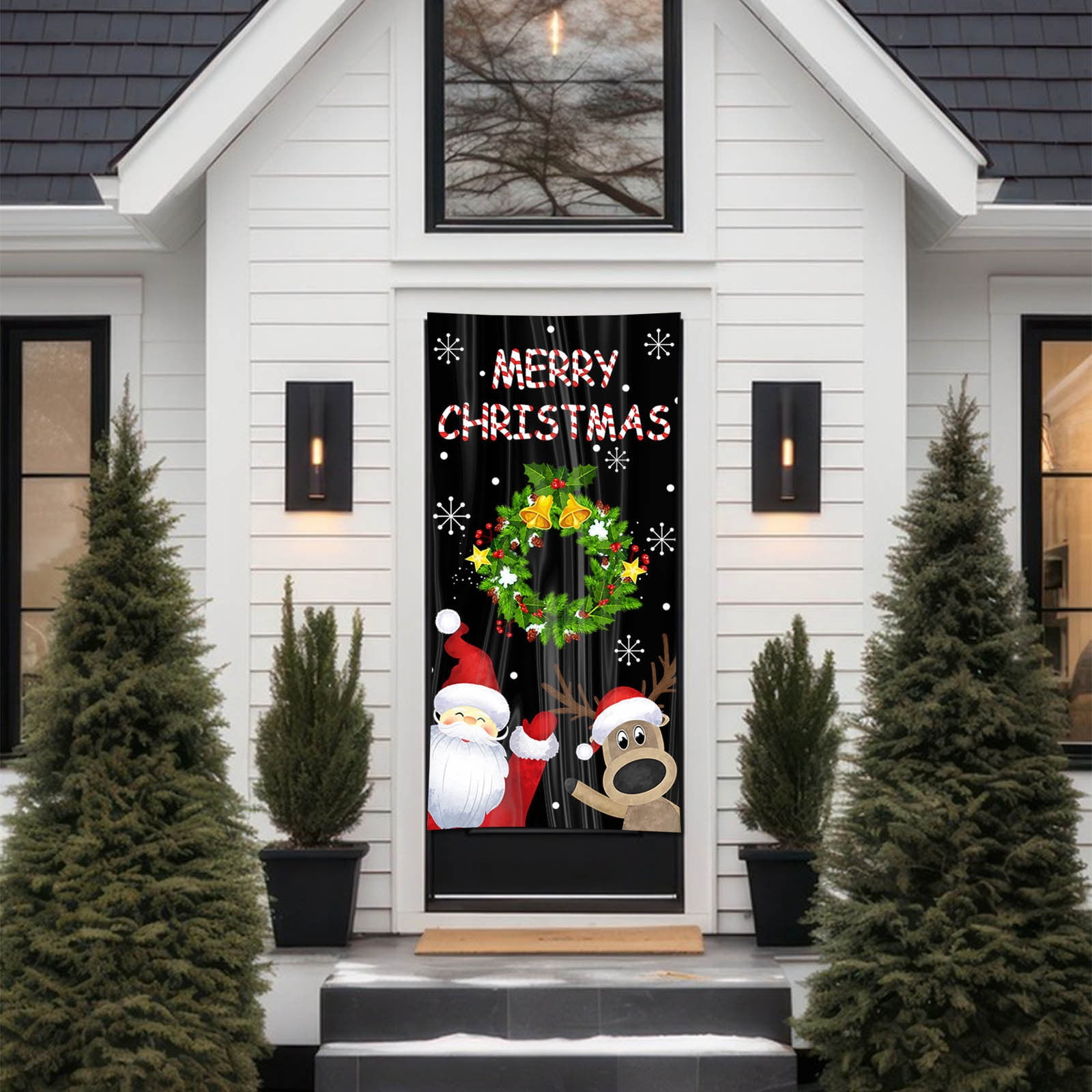 Kugisaki Festive Christmas Santa Claus Door Cover Decoration, Holiday ...