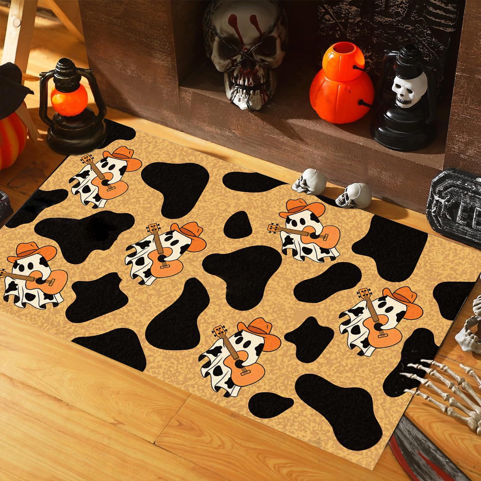 Kugisaki Halloween Ghost Cowboy Doormat, Outdoor Welcome Mats for Front ...