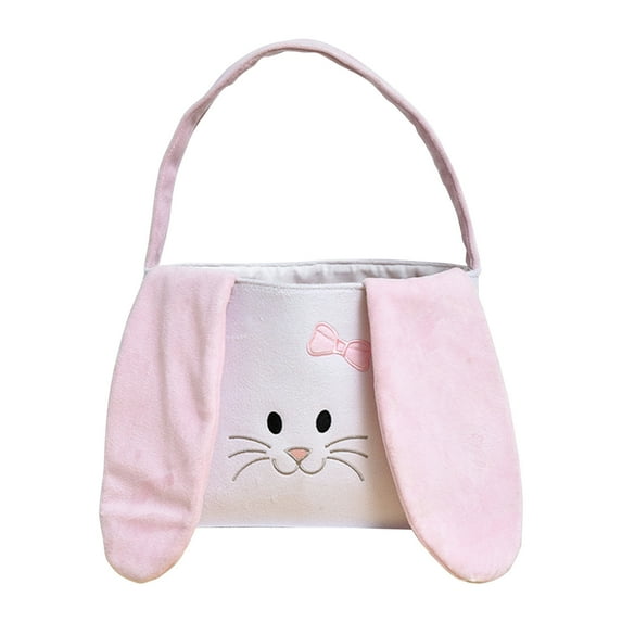 Kugisaki Plush Easter Bunny Basket Easter Buckets with Long Plush Ear ...