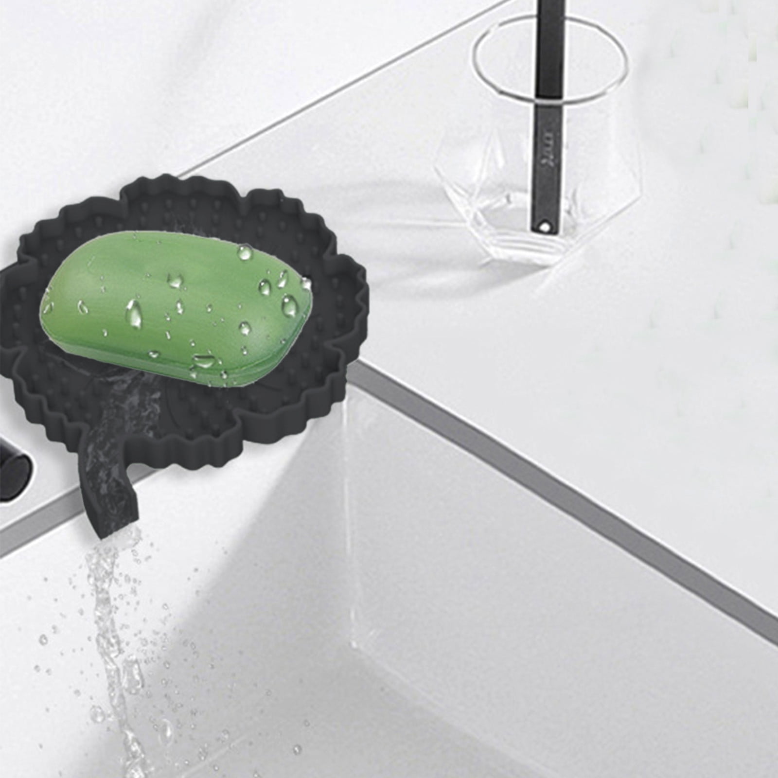 Kugisaki Silicone Soap Dish Tray and Sponge Holder with Drain Chute ...