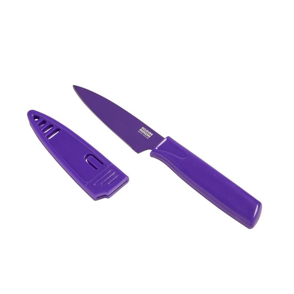 Kuhn Rikon Colori Non-Stick Straight Paring Knife with Safety Sheath, 4 ...