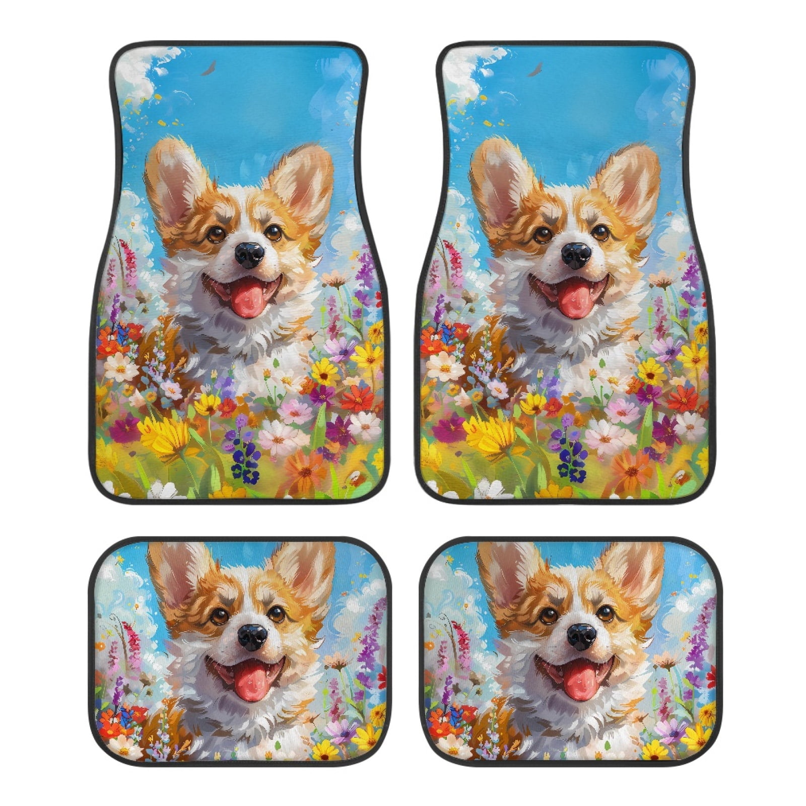 Kuiaobaty 4 Packs Car Floor Mats Front & Rear Liners Set Oil Painting ...