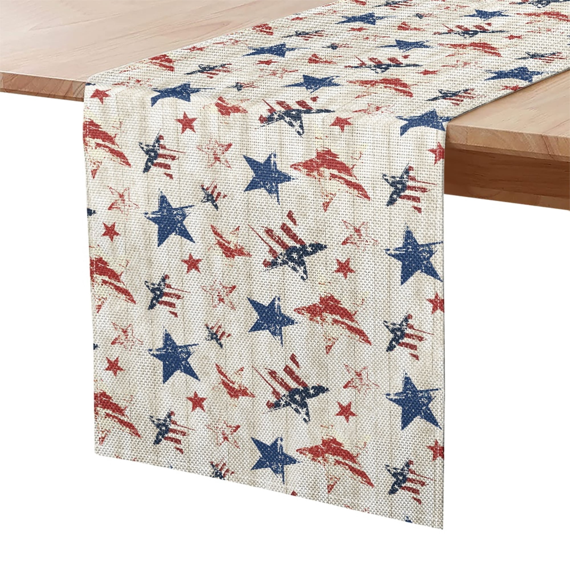 Kuiaobaty American Flag Pattern Table Runner Fade Resistant Polyester ...