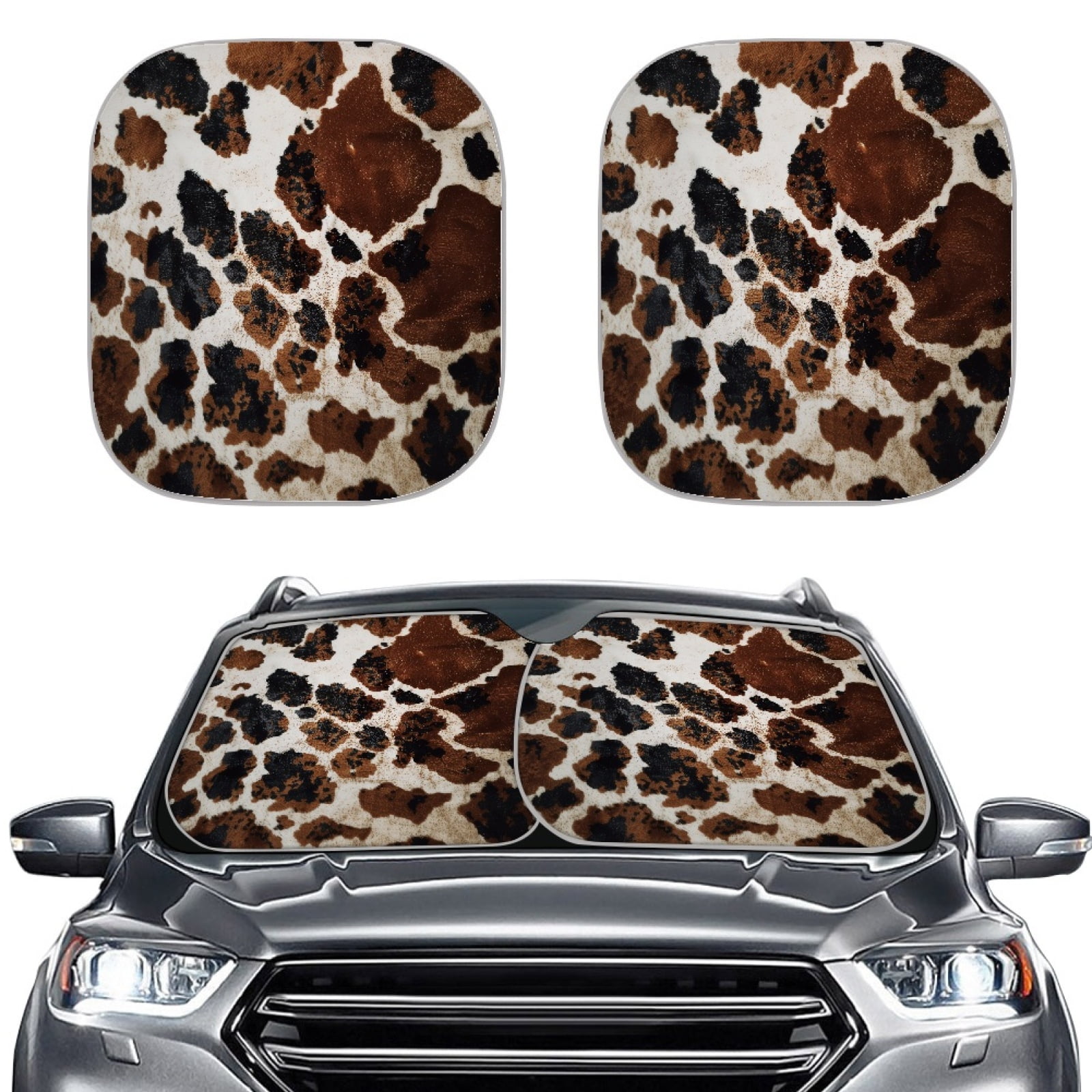 Kuiaobaty Auto Windshield Sun Shade Retro Brown Cow Print Pattern UV ...