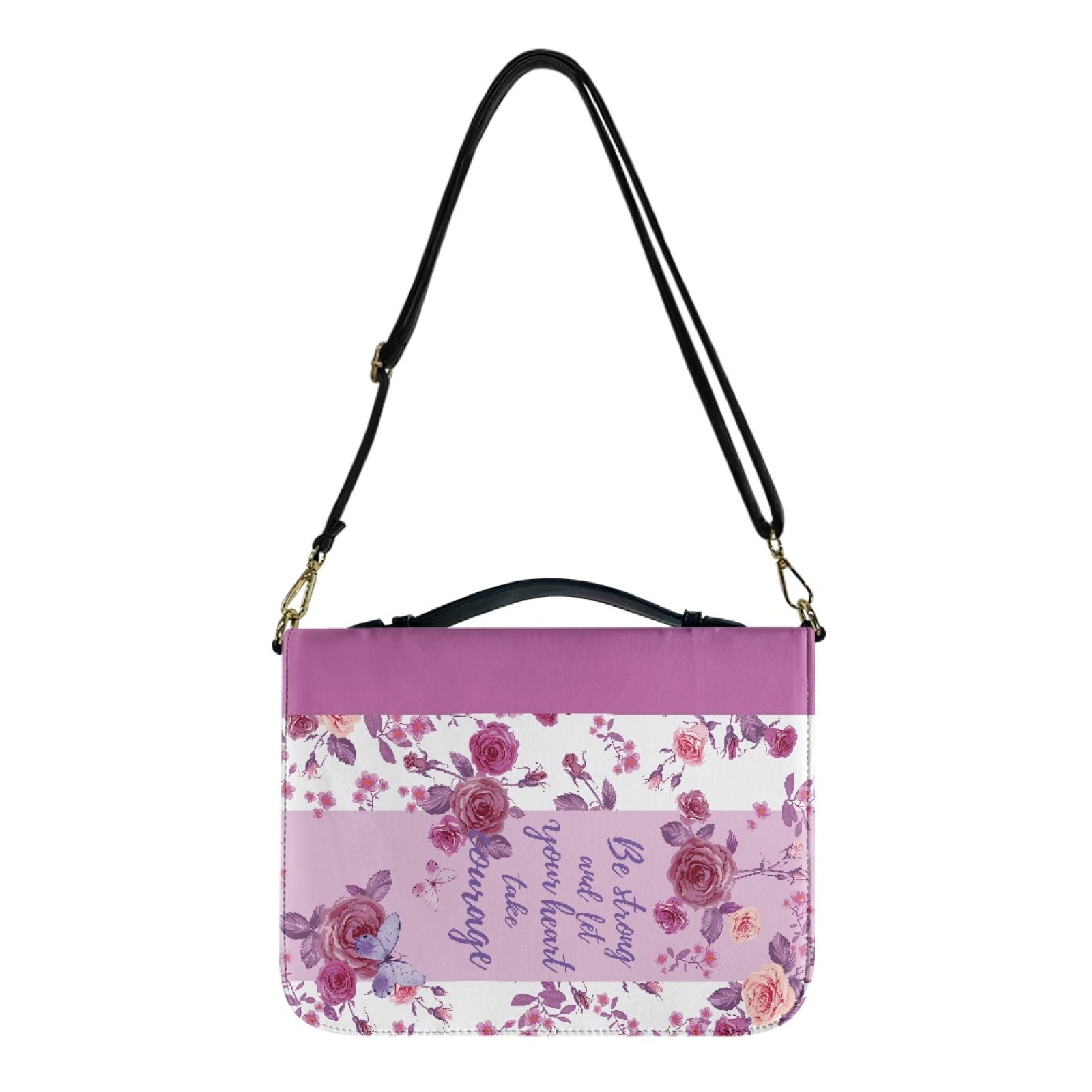 Kuiaobaty Butterfly Flower Print Bible Cover for Women Men, Let Your Heart Take Courage Leather ...