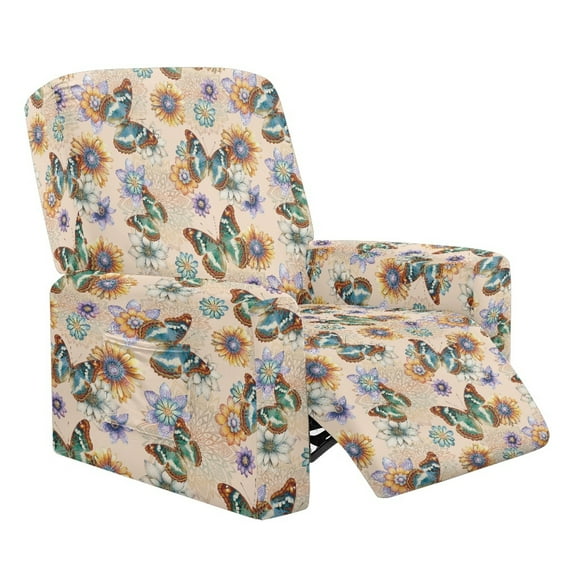 Kuiaobaty Butterfly Mandala Flower Recliner Couch Cover Stain Resistant ...