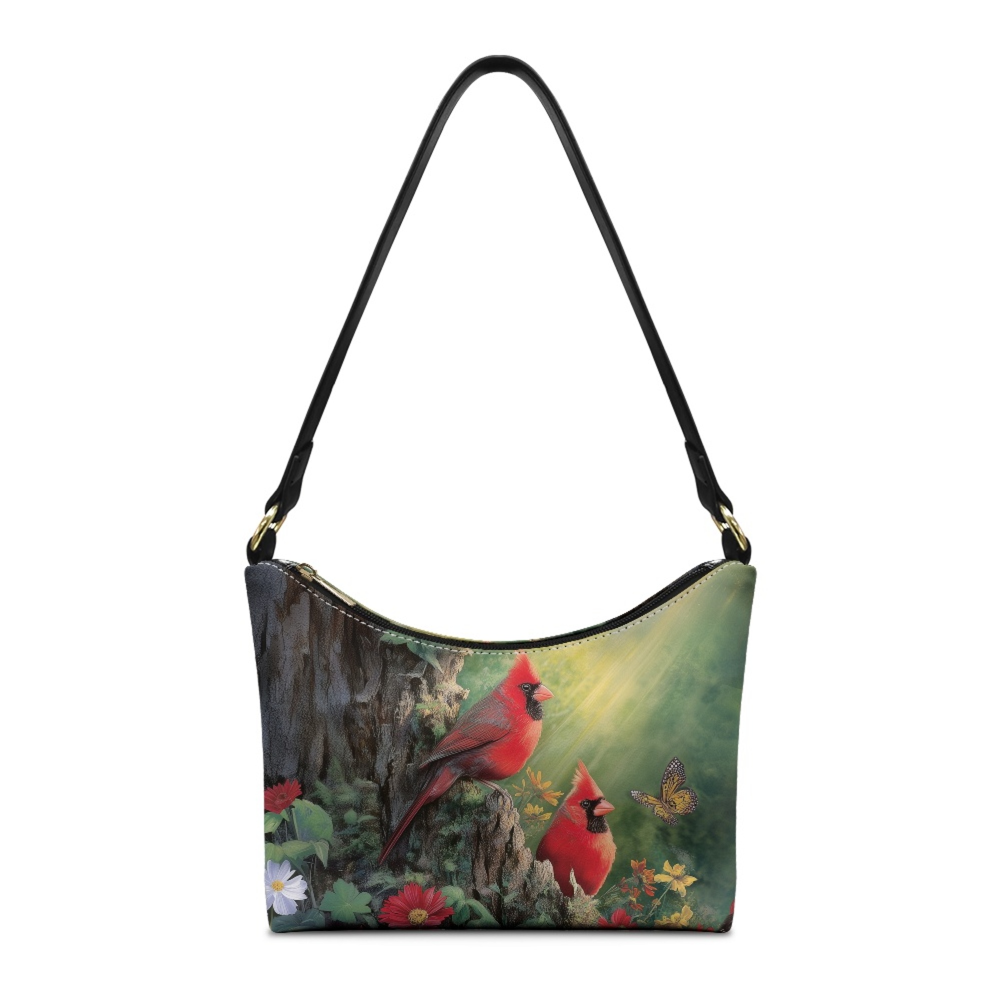 Kuiaobaty Cardinal Print Shoulder Purse for Women Flowers Butterfly ...