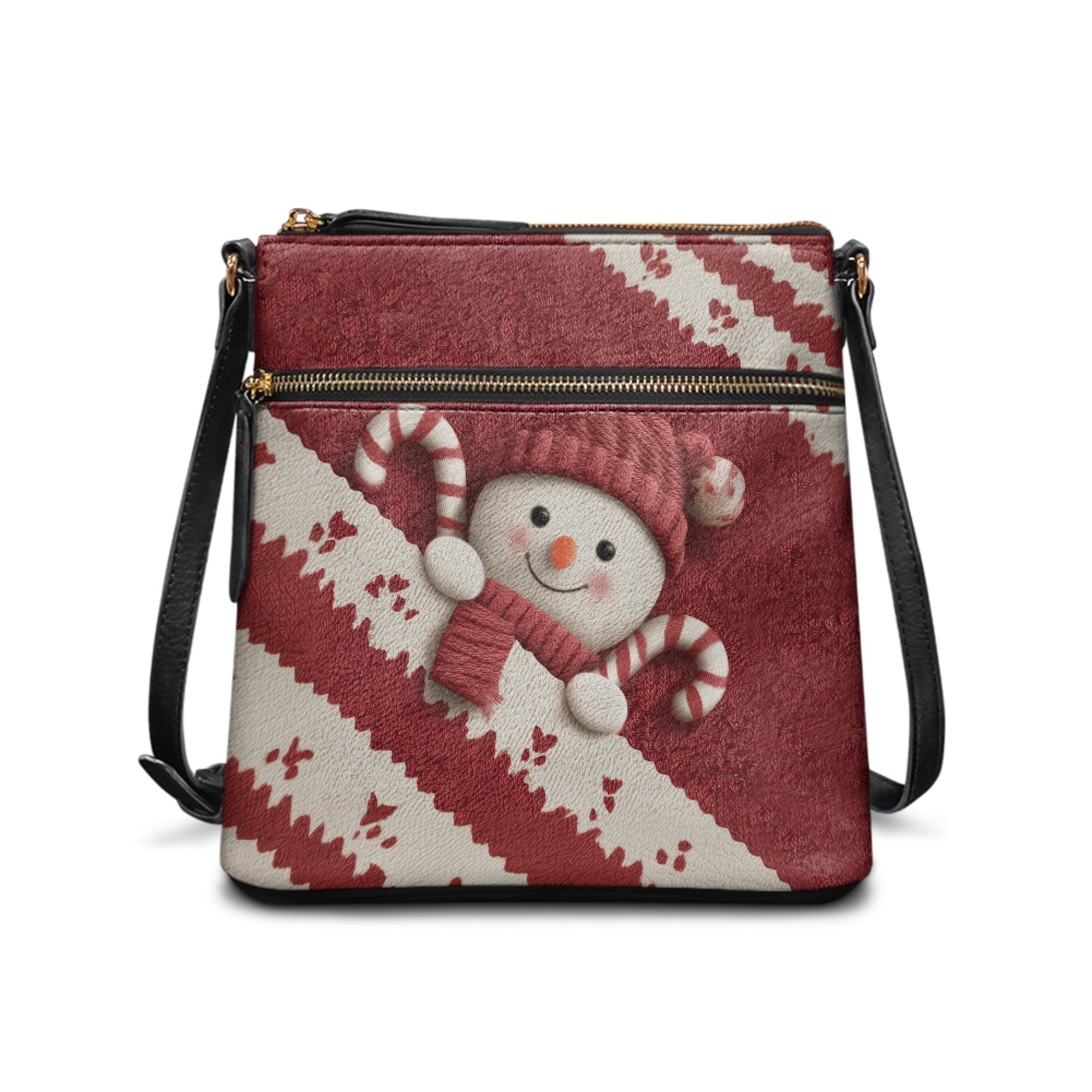 Kuiaobaty Christmas Snowman Print Shoulder Bag for Women, Zipper Pocket ...
