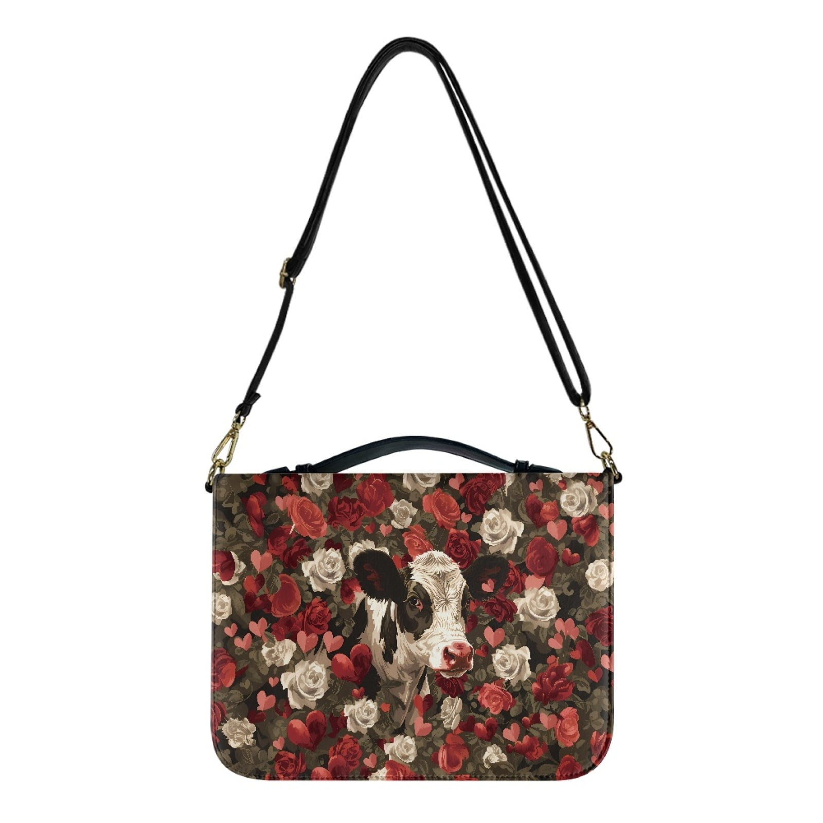 Kuiaobaty Cow Rose Heart Print Faux Leather Bible Cover Bible Case for ...