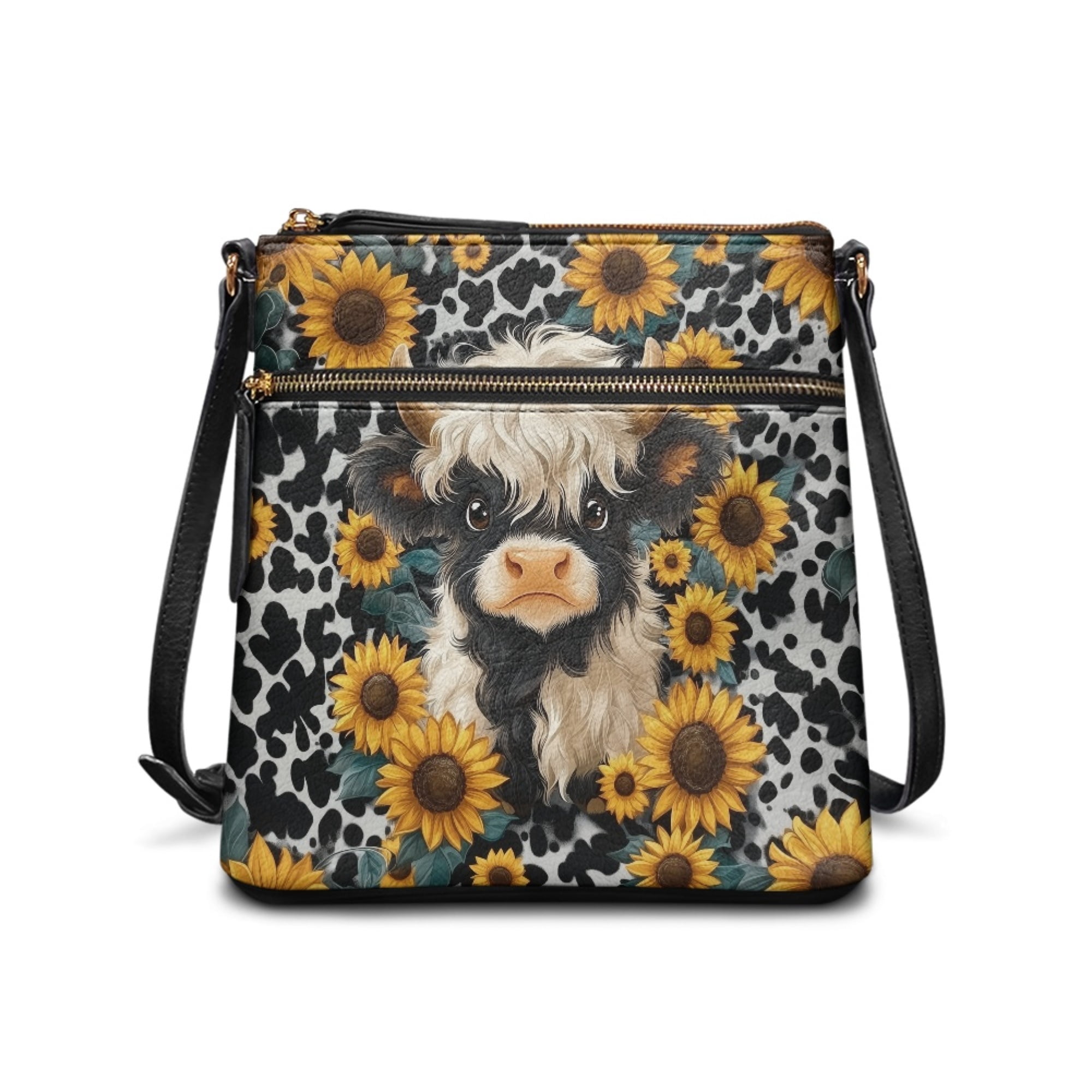 Kuiaobaty Cow Sunflower Leopard Print Women's Crossbody Bag, Trendy ...