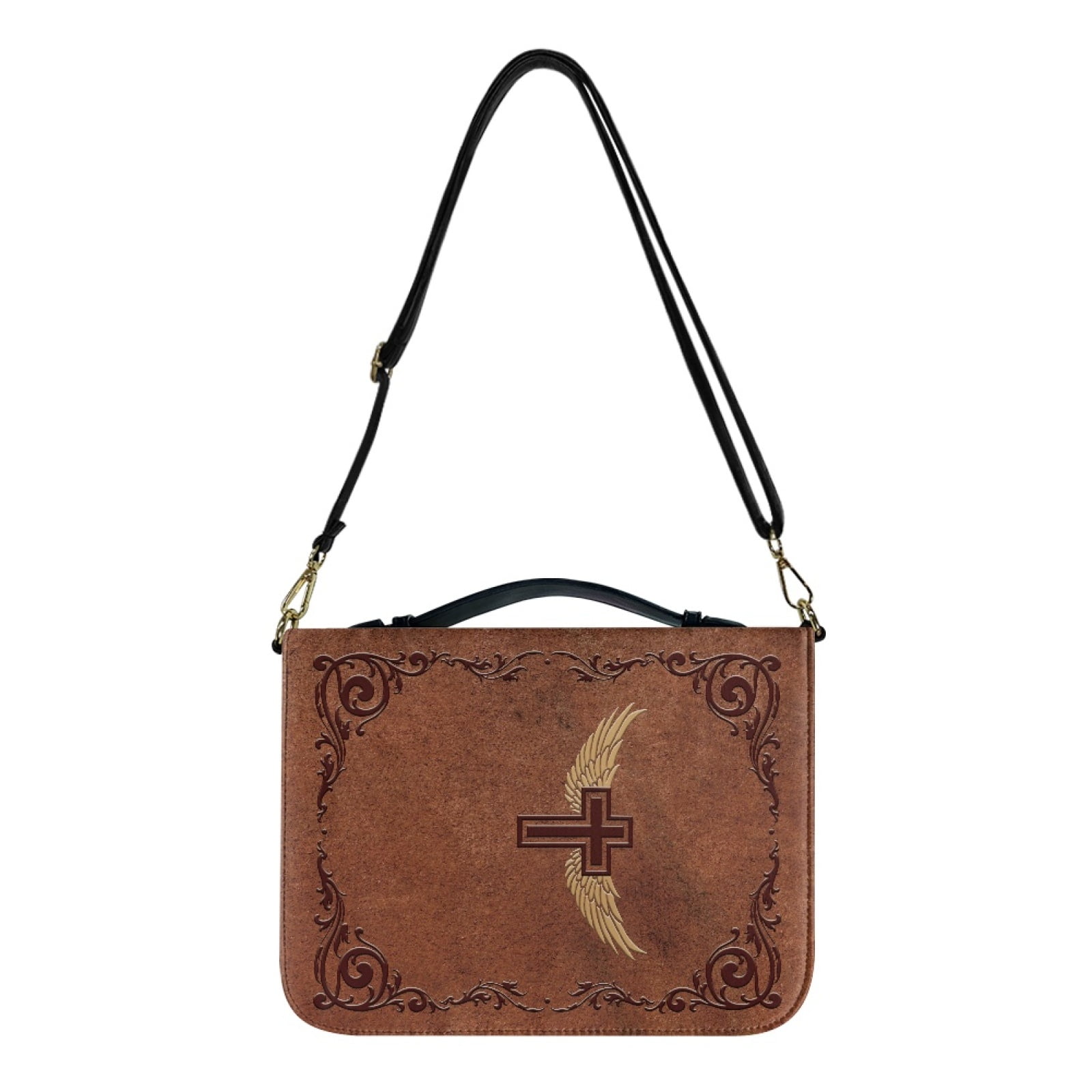 Kuiaobaty Cross Angel Wings Print Bible Cover for Women Girls, Leather ...