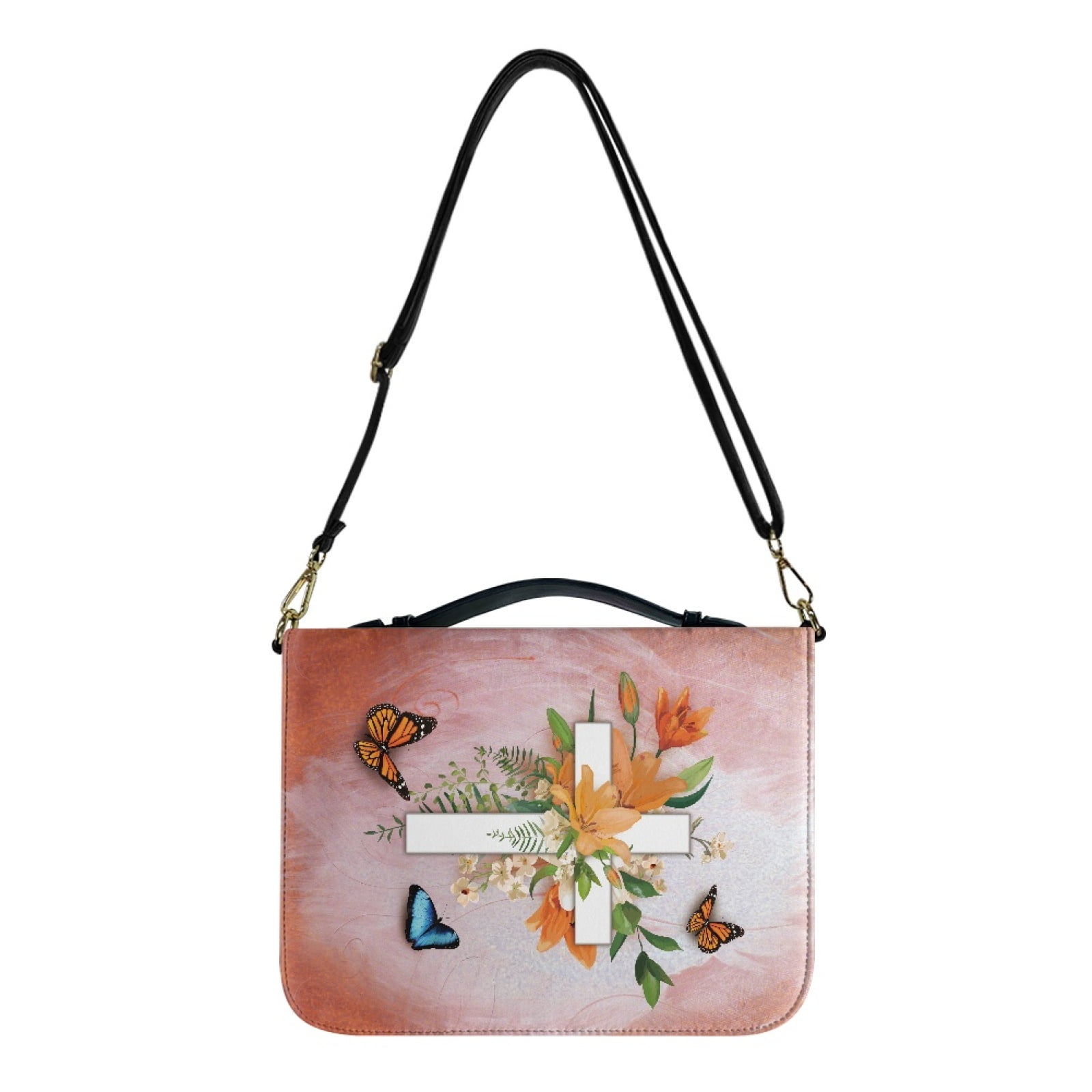 Kuiaobaty Cross Butterfly Lily Print Bible Cover for Women Girls PU ...