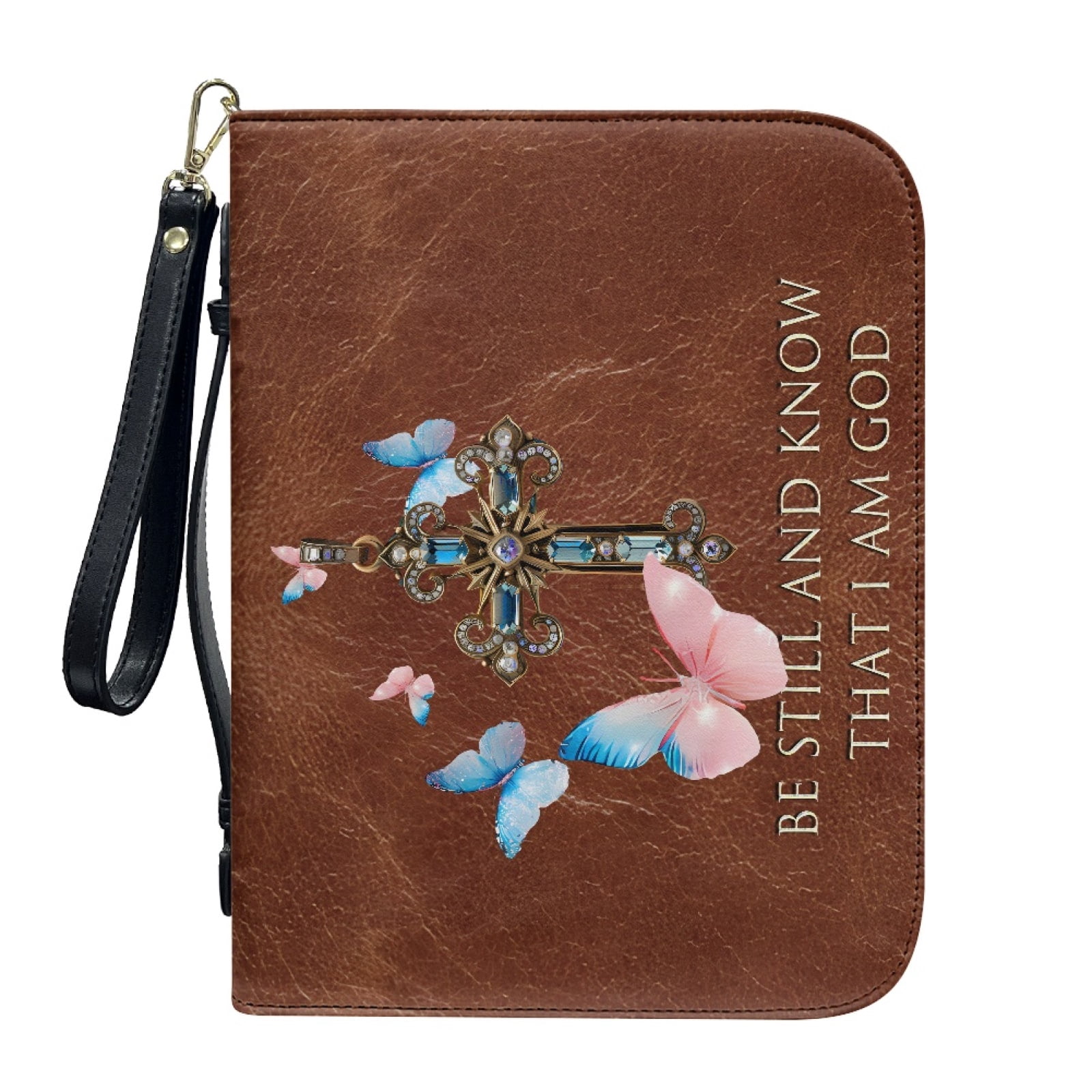Kuiaobaty Cross Butterfly Print Bible Cover with Wristlet Strap Know ...