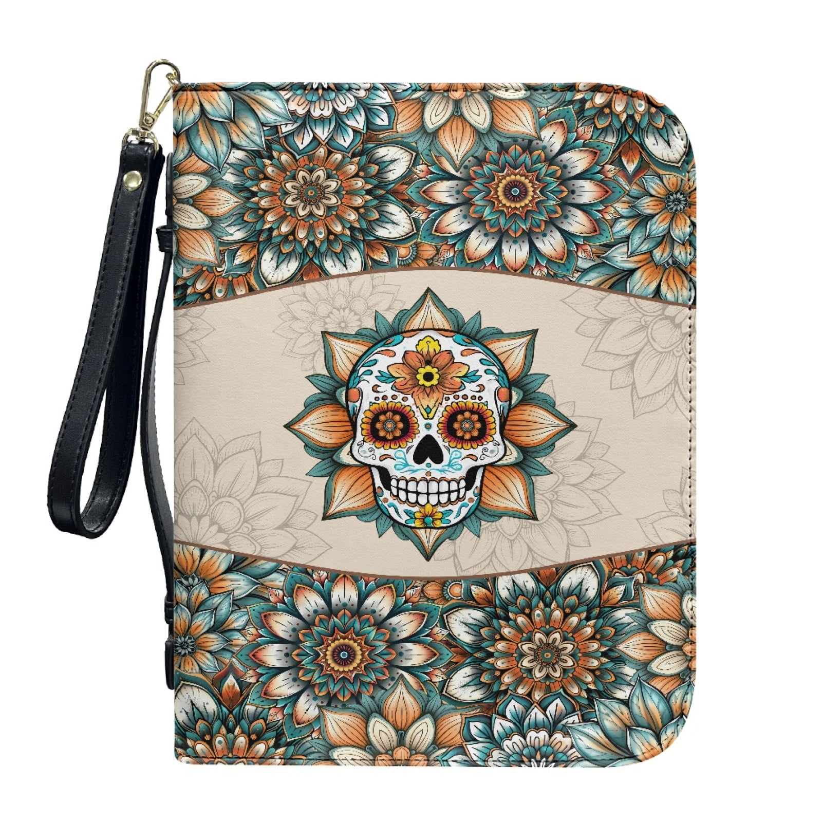 Kuiaobaty Cross Flower Print PU Leather Bible Cover Carrying Book Case ...