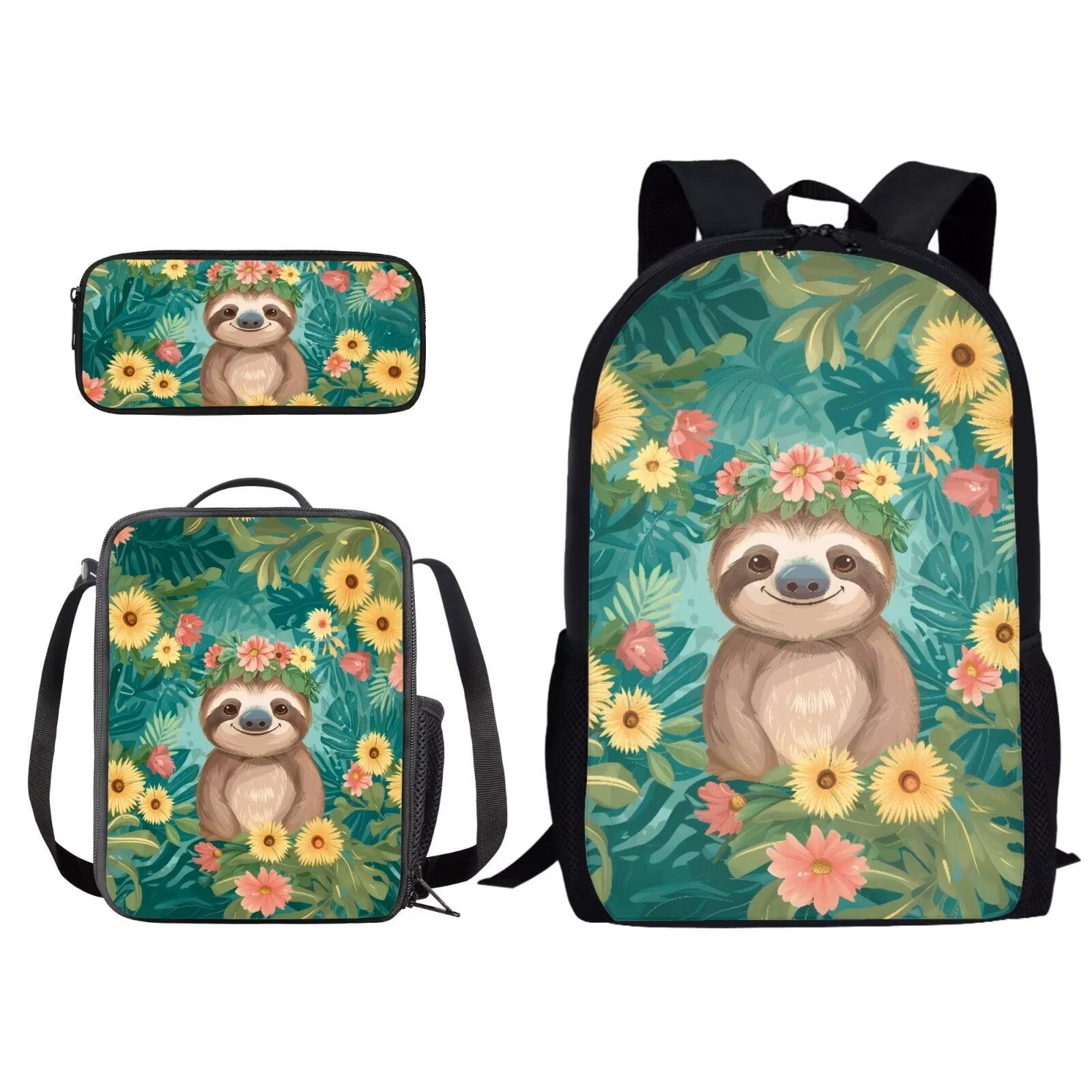 Kuiaobaty Cute Sloth Print 3 Piece Kids Backpack Elementary Preschool ...