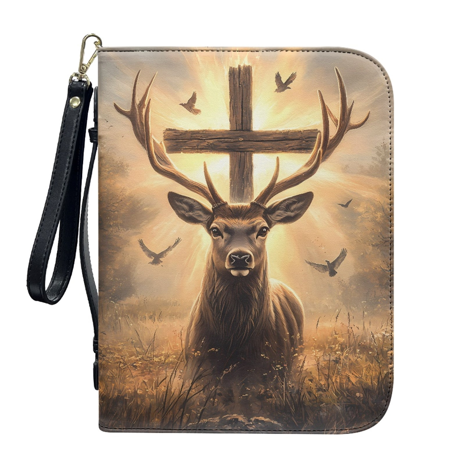 Kuiaobaty Deer Cross Print Faux Leather Bible Cover for Men Women ...