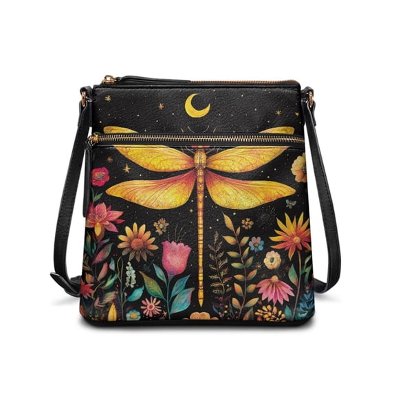 Kuiaobaty Dragonfly Daisy Moon Print Crossbody Bag for Women, Large ...