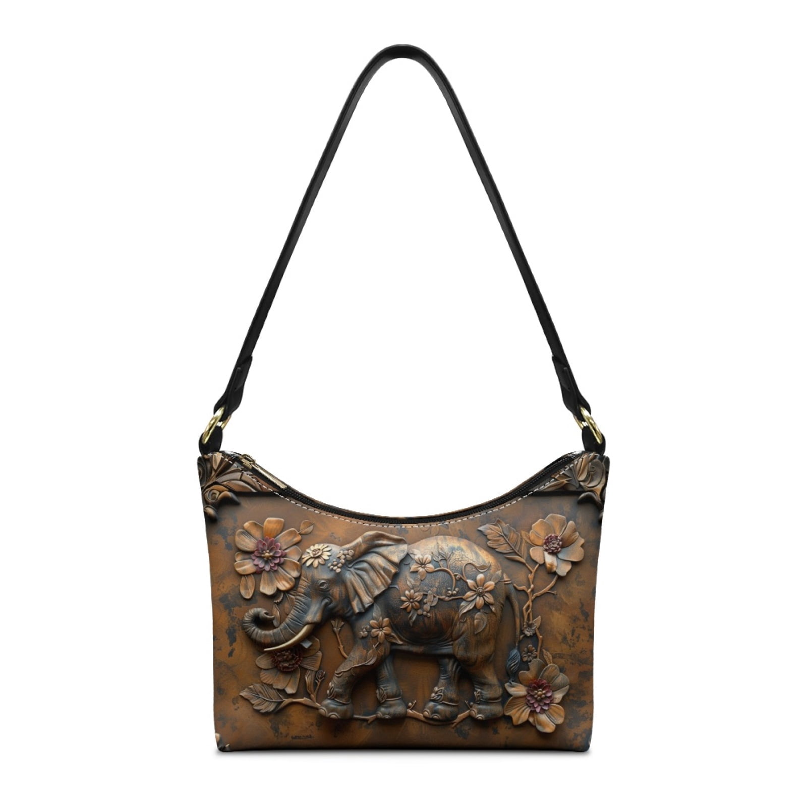 Kuiaobaty Elephant Flower Print Hobo Purse for Women, Vintage Vegan ...