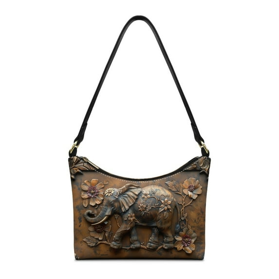 Kuiaobaty Elephant Flower Print Hobo Purse for Women, Vintage Vegan ...