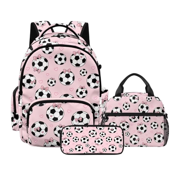 Kuiaobaty Football Heart Print Backpack and Lunch Bag Set for Teen ...