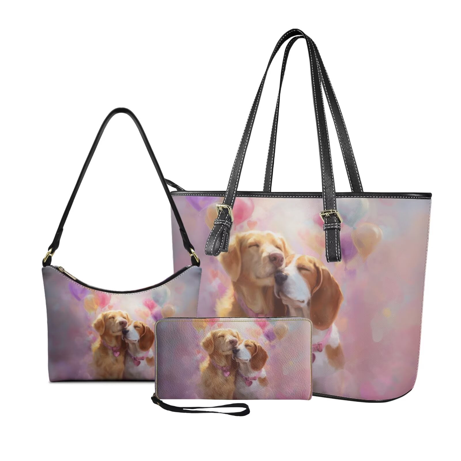 Kuiaobaty Golden Retriever Beagle Print Handbag and Purse Set for Women ...