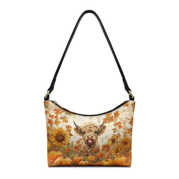 Kuiaobaty Highland Cow Print Shoulder Purse for Women, Pumpkin ...