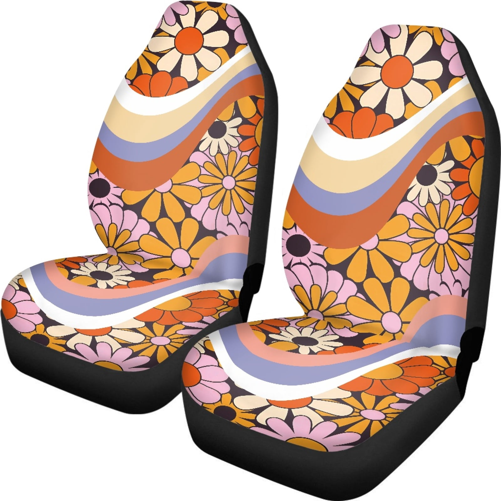 Kuiaobaty Hippie Daisy Flower Patern Car Seat Covers Auto Seat Covers ...