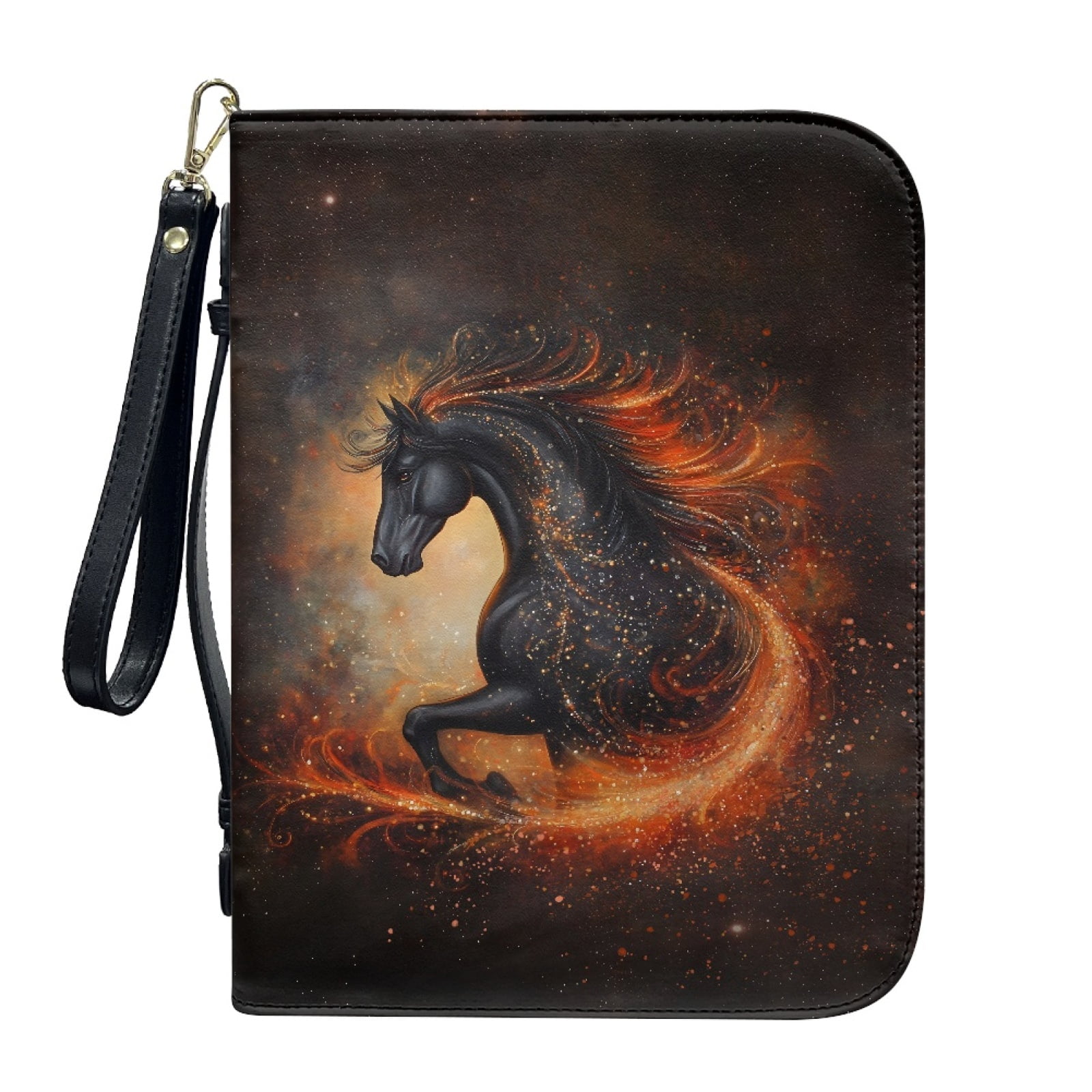 Kuiaobaty Horse Fire Print Bible Cover with Handle and Wrist Strap, PU ...