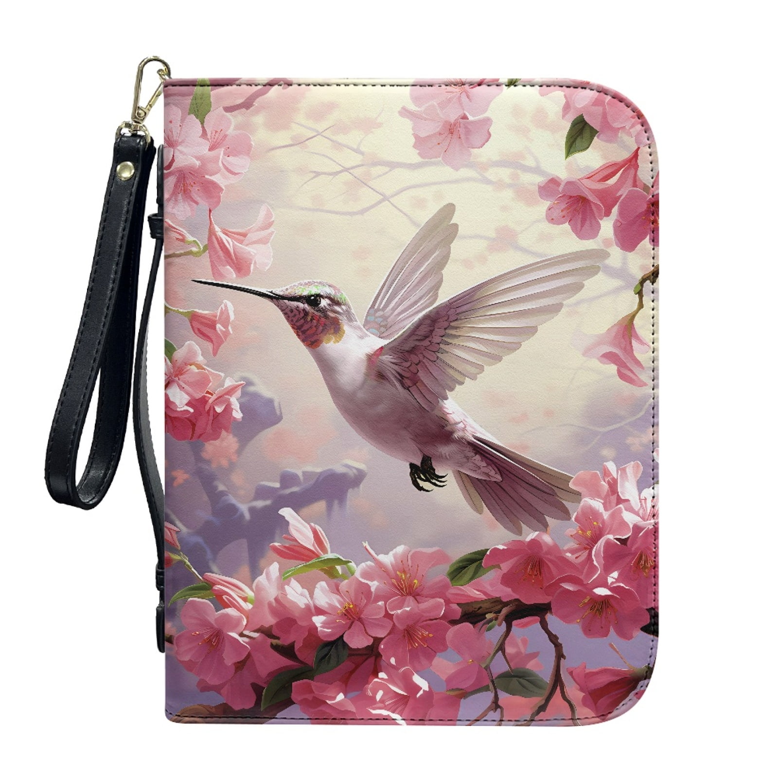 Kuiaobaty Hummingbird Cherry Blossom Print Bible Cover with Wrist Strap ...