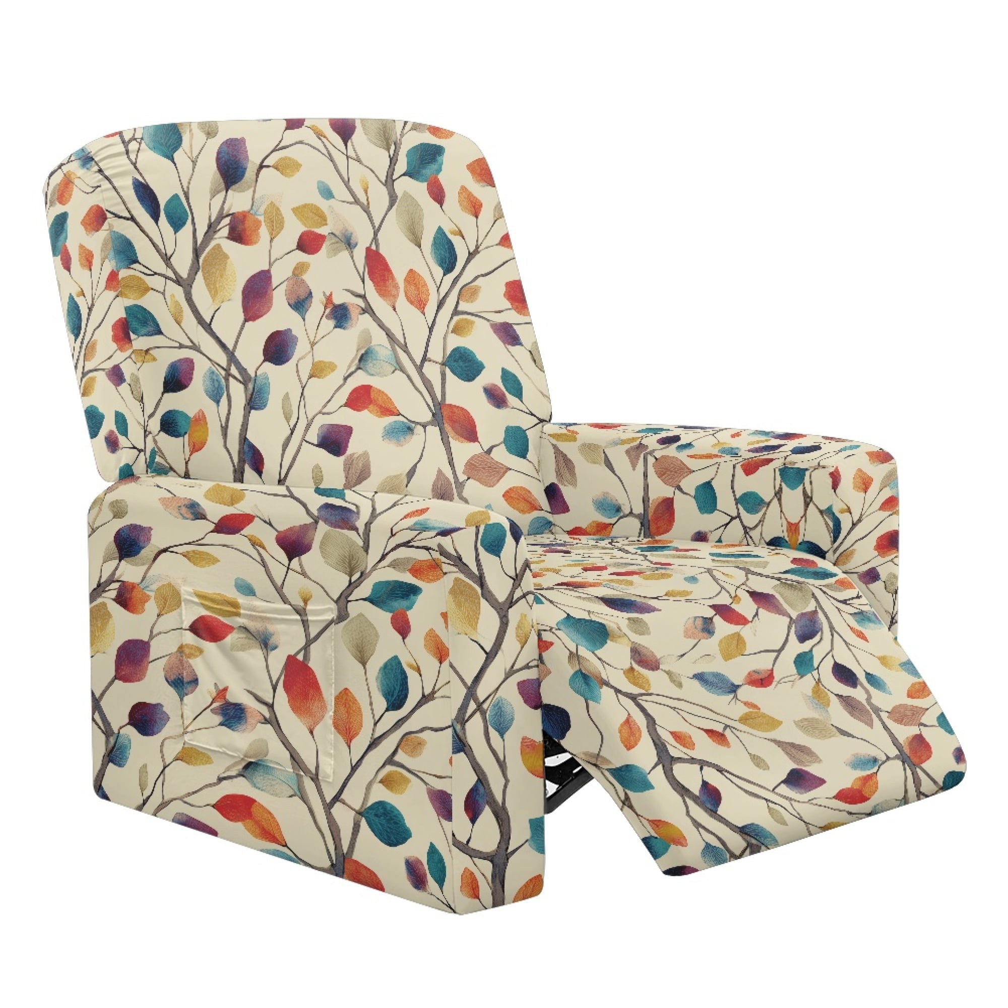 Kuiaobaty Leaf Print Recliner Couch Cover Easy Replacement Reclining ...