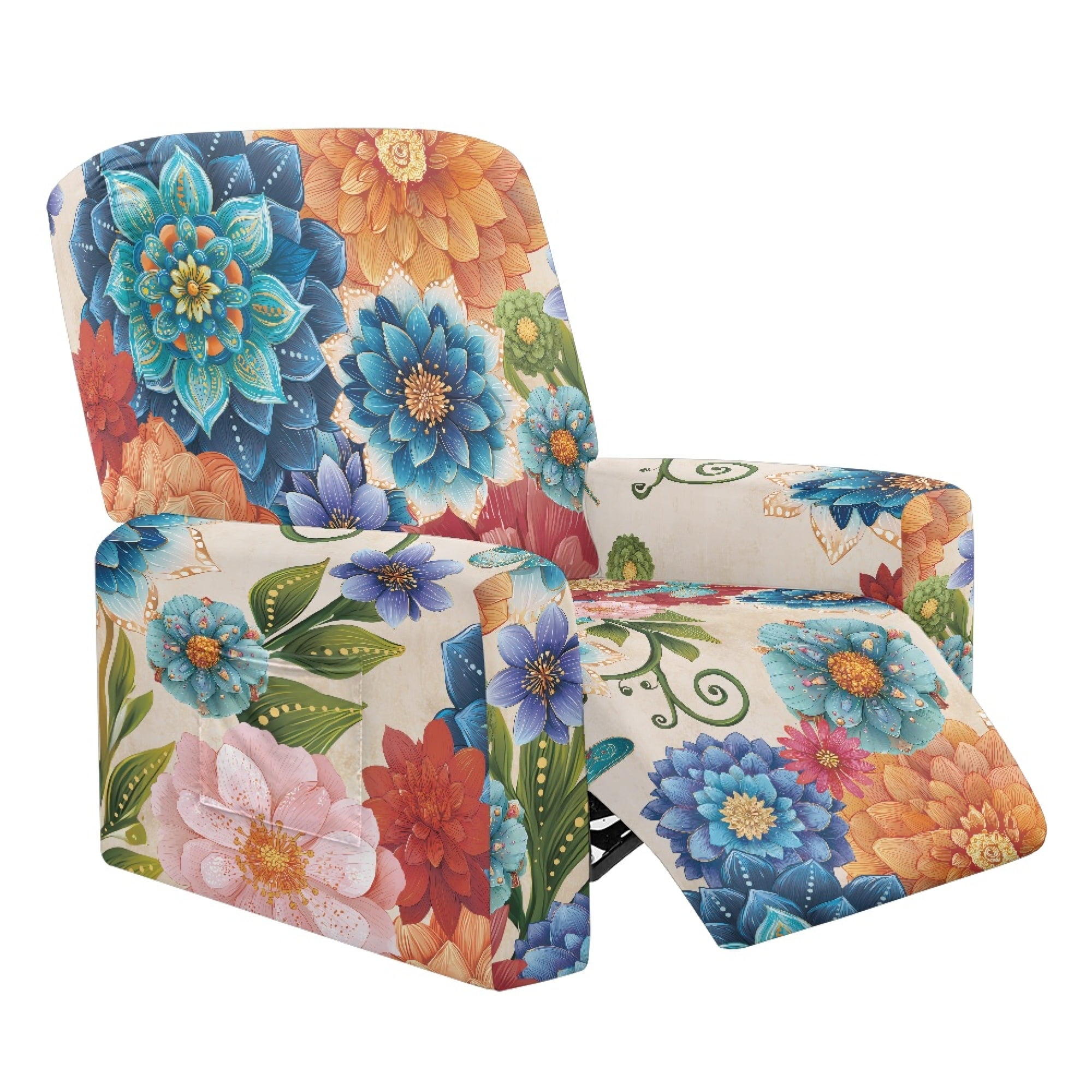 Kuiaobaty Mandala Flower Pattern Recliner Couch Cover Nonslip Reclining ...