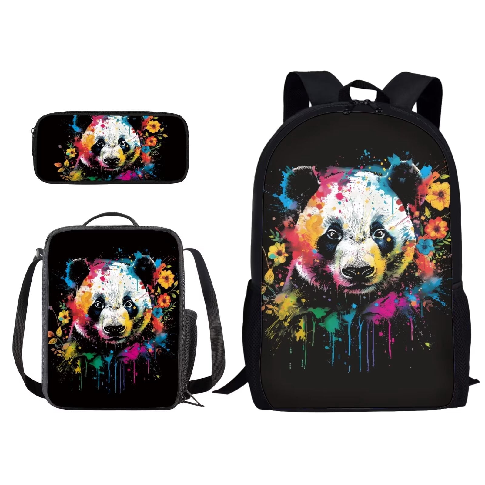 Kuiaobaty Panda Flower Pattern School Bag Backpack for Teens Girls Boys ...