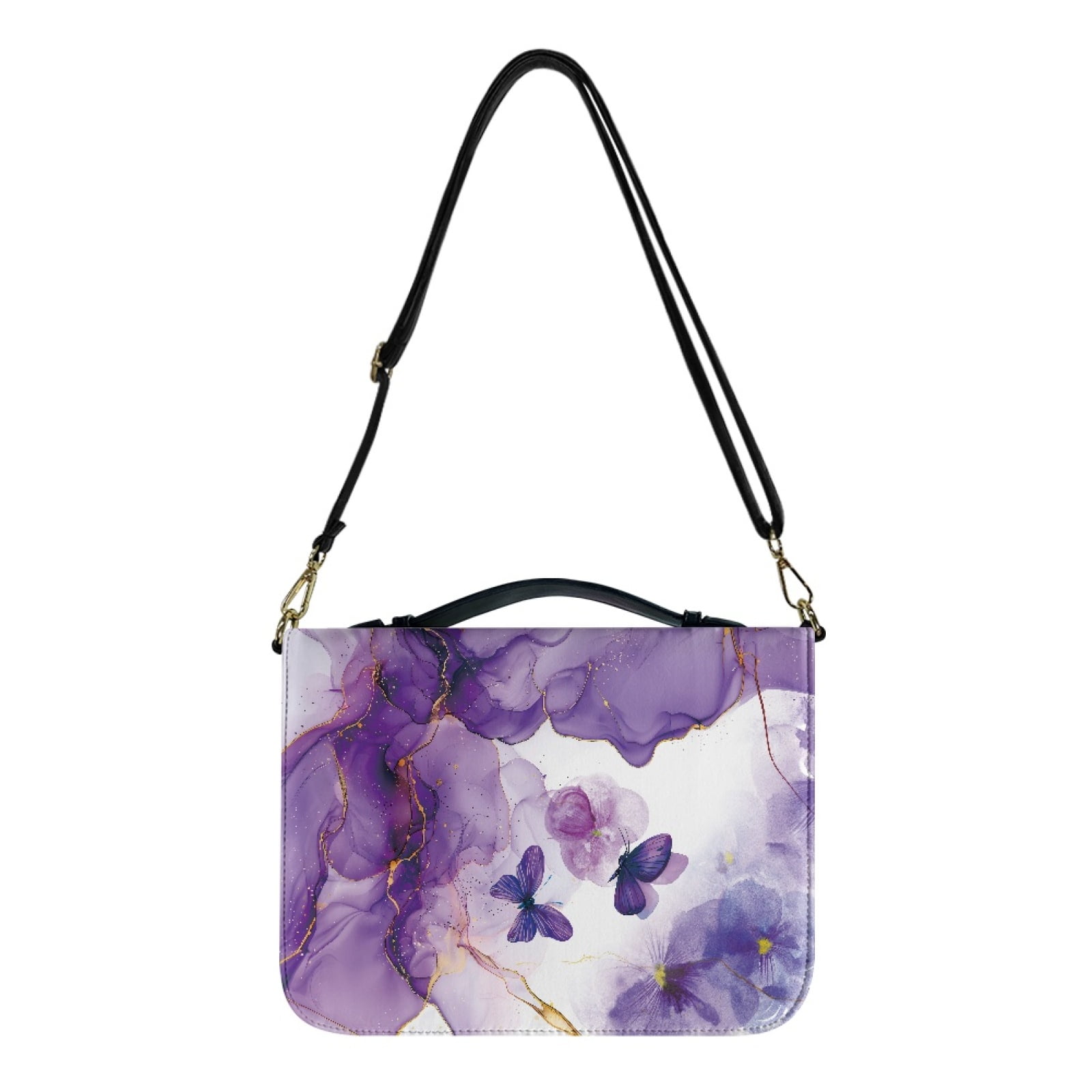 Kuiaobaty Purple Marble Butterfly Pattern Faux Leather Bible Cover for ...