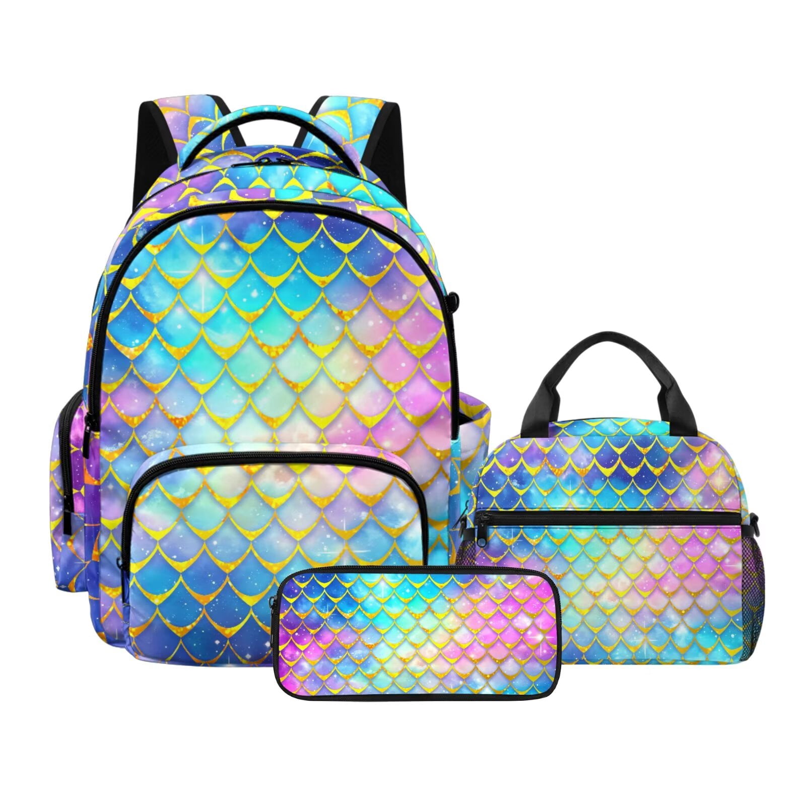 Kuiaobaty Scale Pattern Print Backpack and Lunch Bag Set for Kids 8-12 ...
