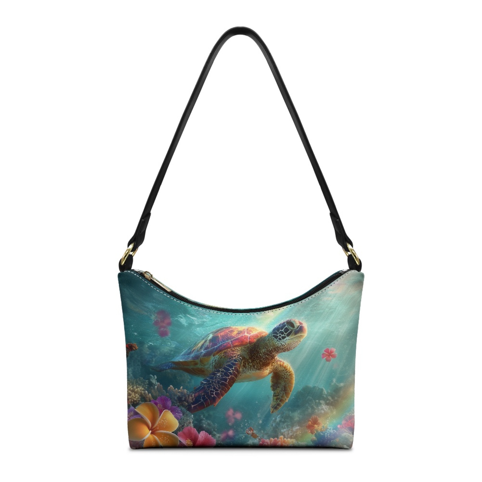 Kuiaobaty Sea Turtle Print Shoulder Purse for Women, Flower Print ...