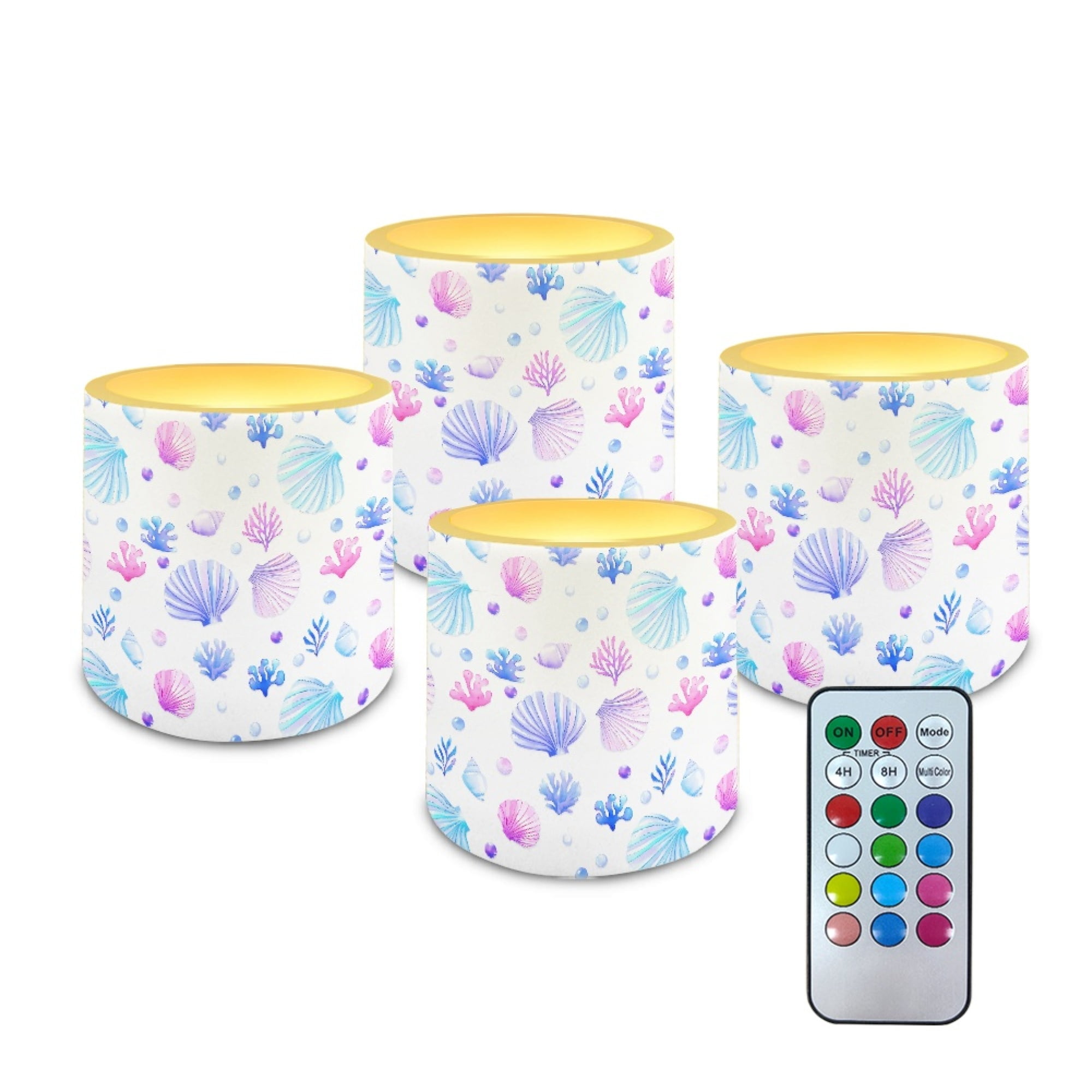 Kuiaobaty Shell Coral Pearl Pattern Flameless Candles Set of 4 Battery ...