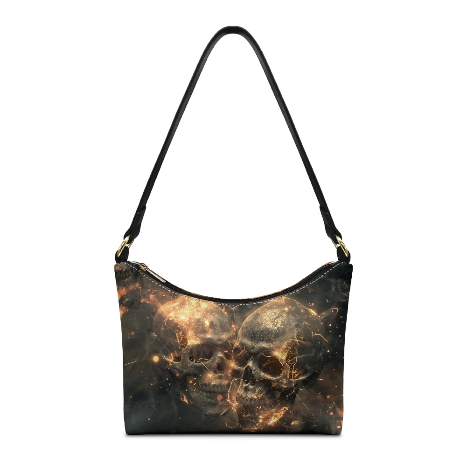 Kuiaobaty Skull Fire Print Shoulder Purse for Women Punk Vegan Leather ...