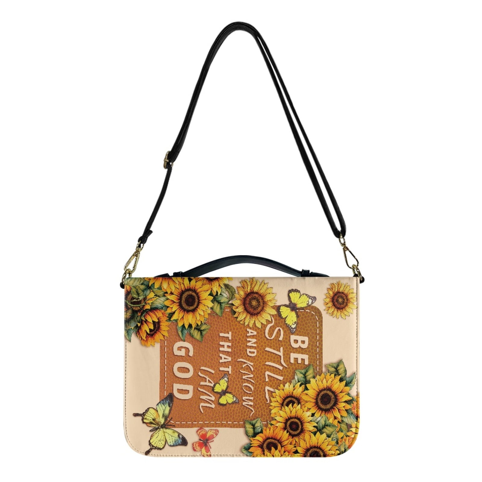 Kuiaobaty Sunflower Butterfly Print Bible Cover for Women Men Be Still ...