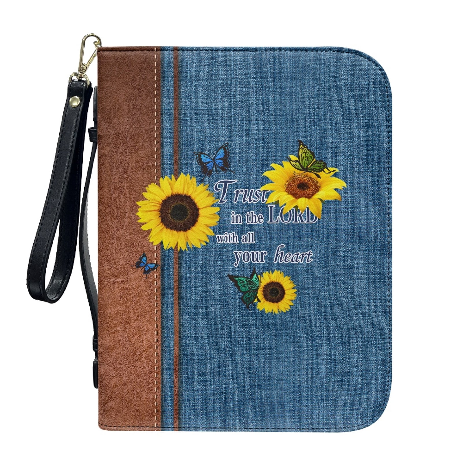 Kuiaobaty Sunflower Butterfly Print Bible Cover for Women Men Trust in ...