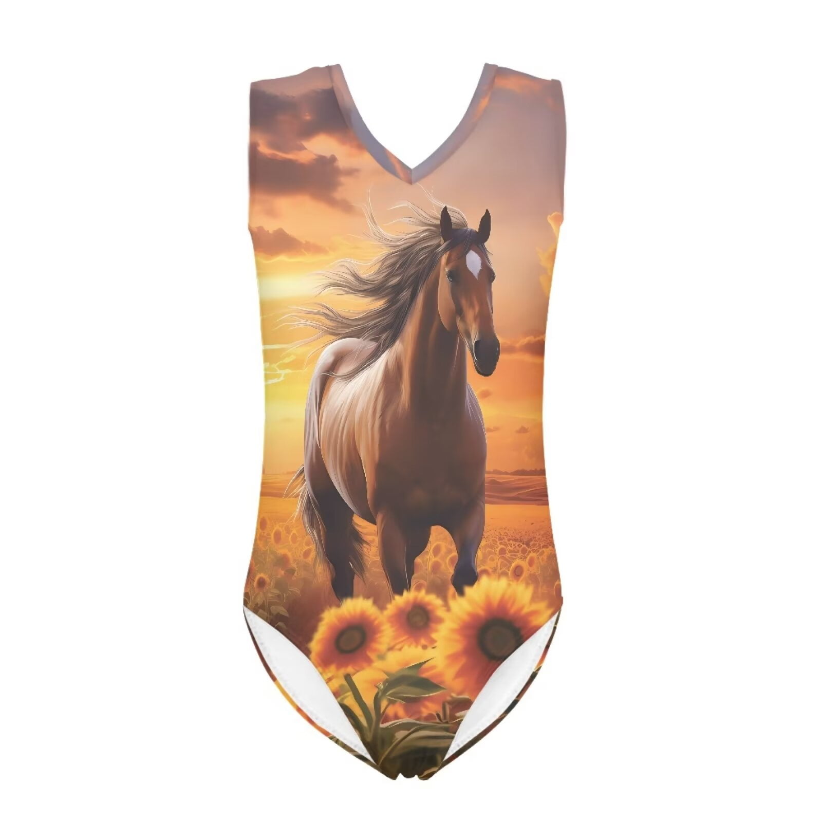 KuiaobatySunflower Horse One Piece Kids Swimsuit Girls, Lightweight ...
