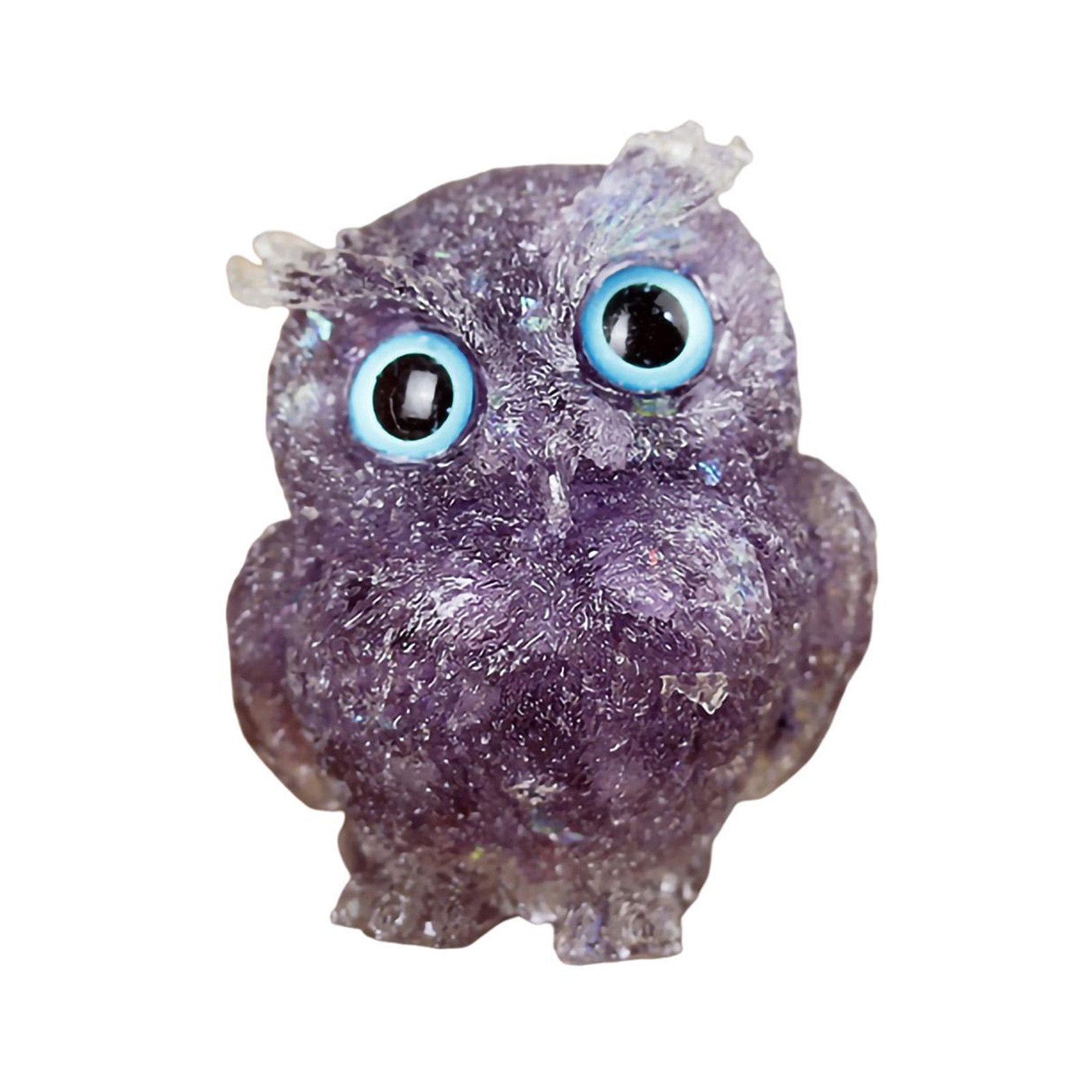 Kuigmr Handcrafted Owl Figurine Resin Owl Sculpture Healing Crystal ...