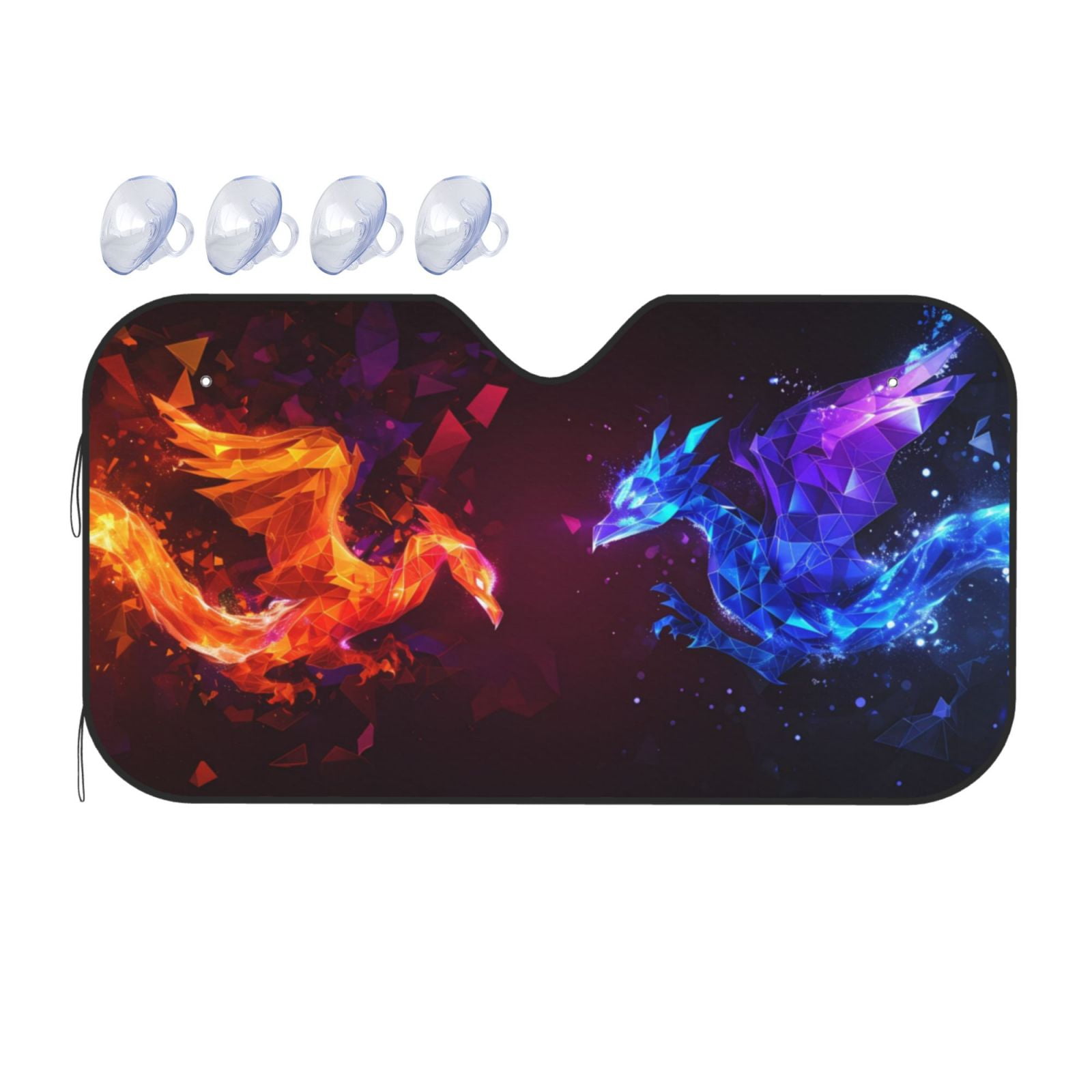 Kuilepa Futuristic Red And Blue Bird Print Front Windshield Sun Shade ...