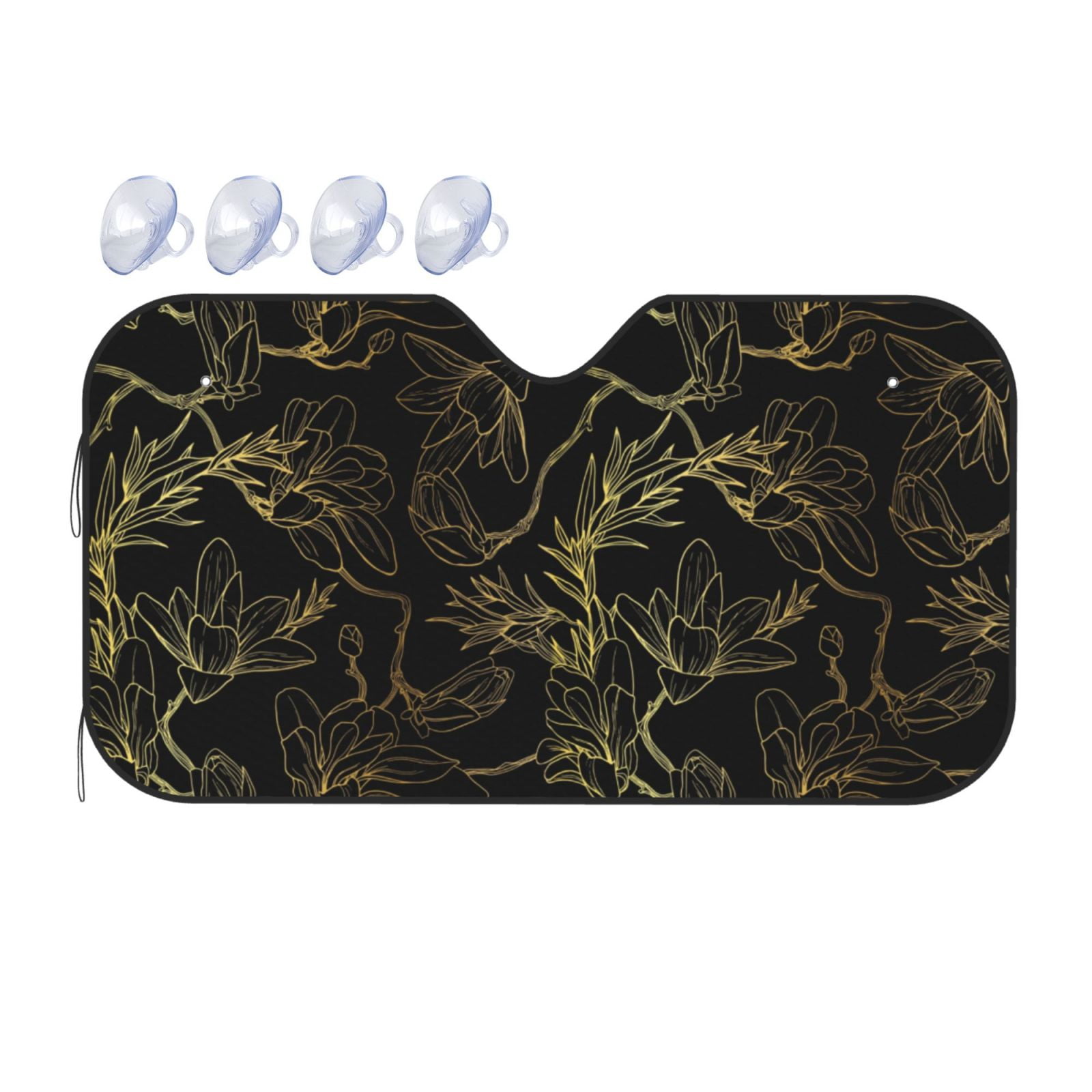 Kuilepa Gold Gloss Outline Floral Print Front Windshield Sun Shade ...