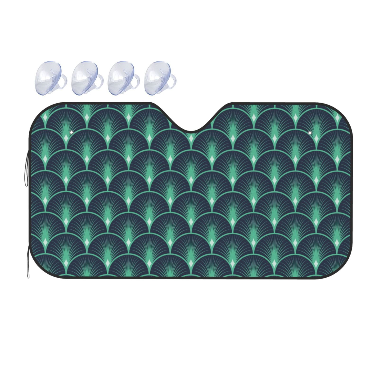 Kuilepa Green Vintage Peacock Print Front Windshield Sun Shade-Folding ...