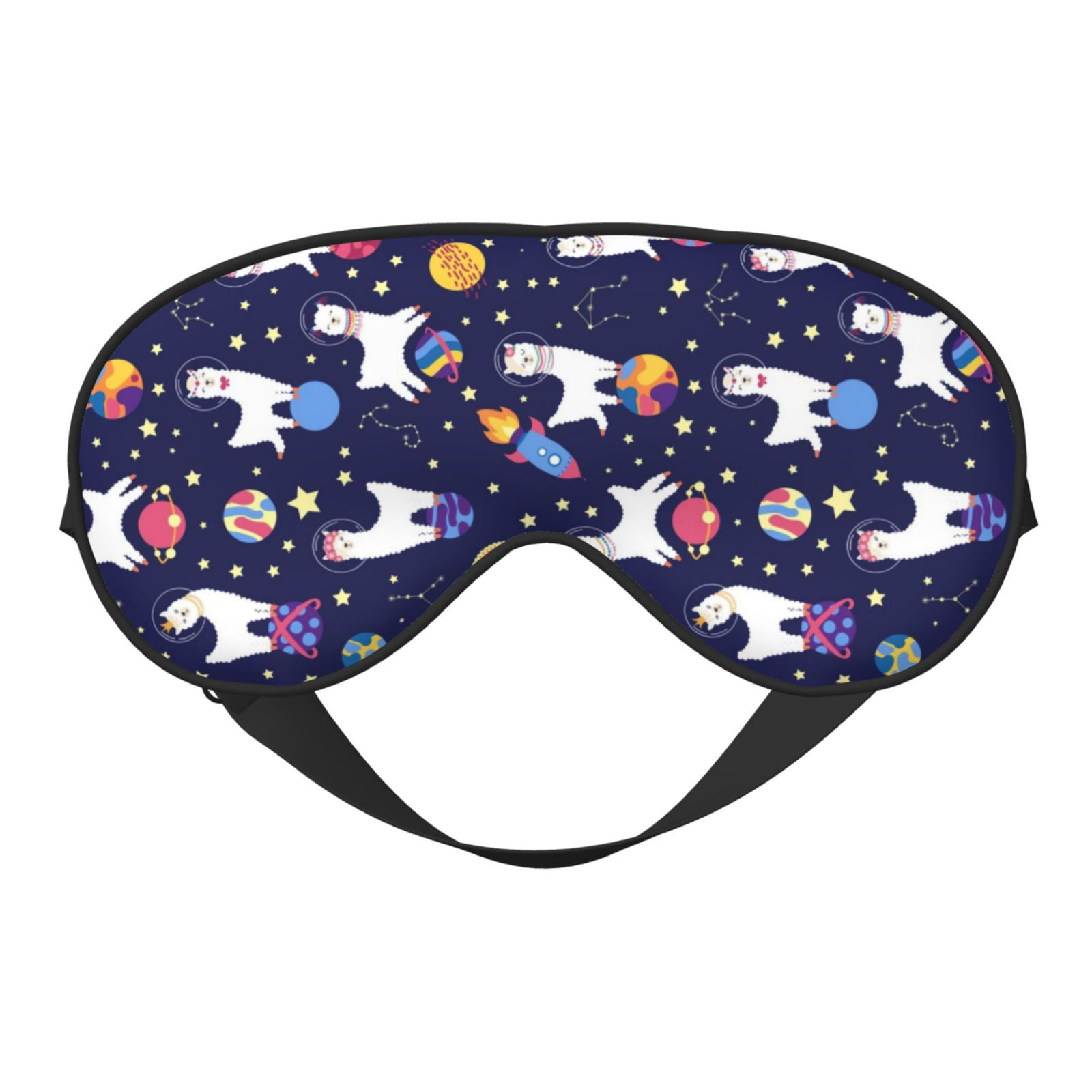 Kuilepa Lama in Space Print Sleep Eye Mask Blindfold with Elastic Strap ...